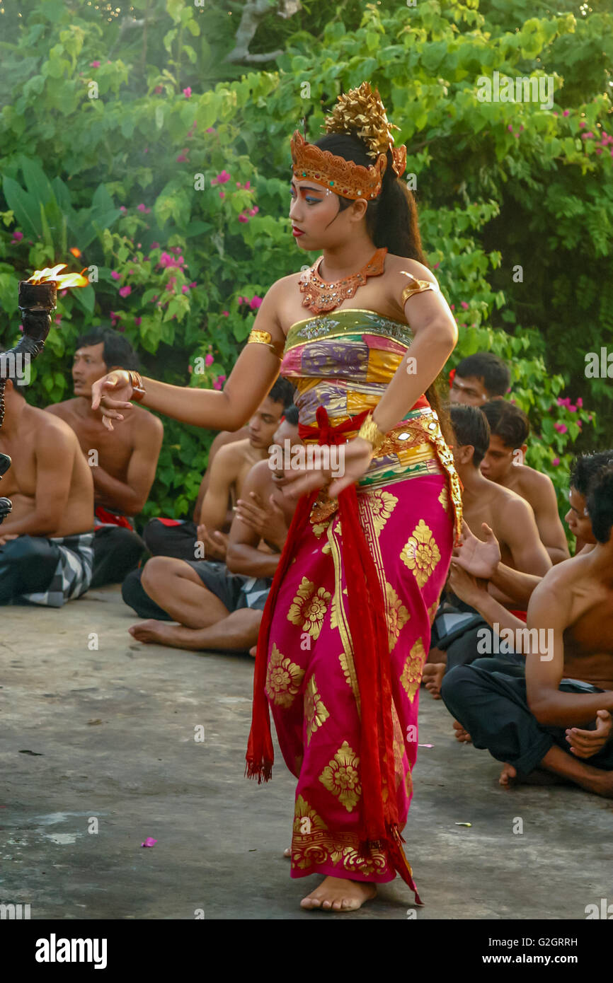 Indonesia Bali Uluwatu Dancers performing the spectacular Kecak dance ...