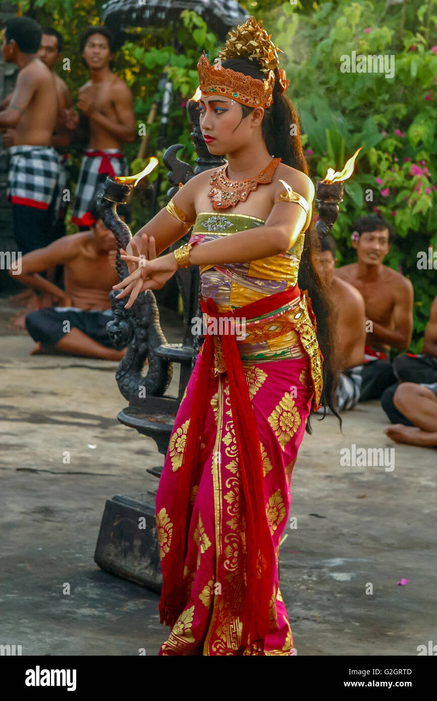 Indonesia Bali Uluwatu Dancers performing the spectacular Kecak dance ...