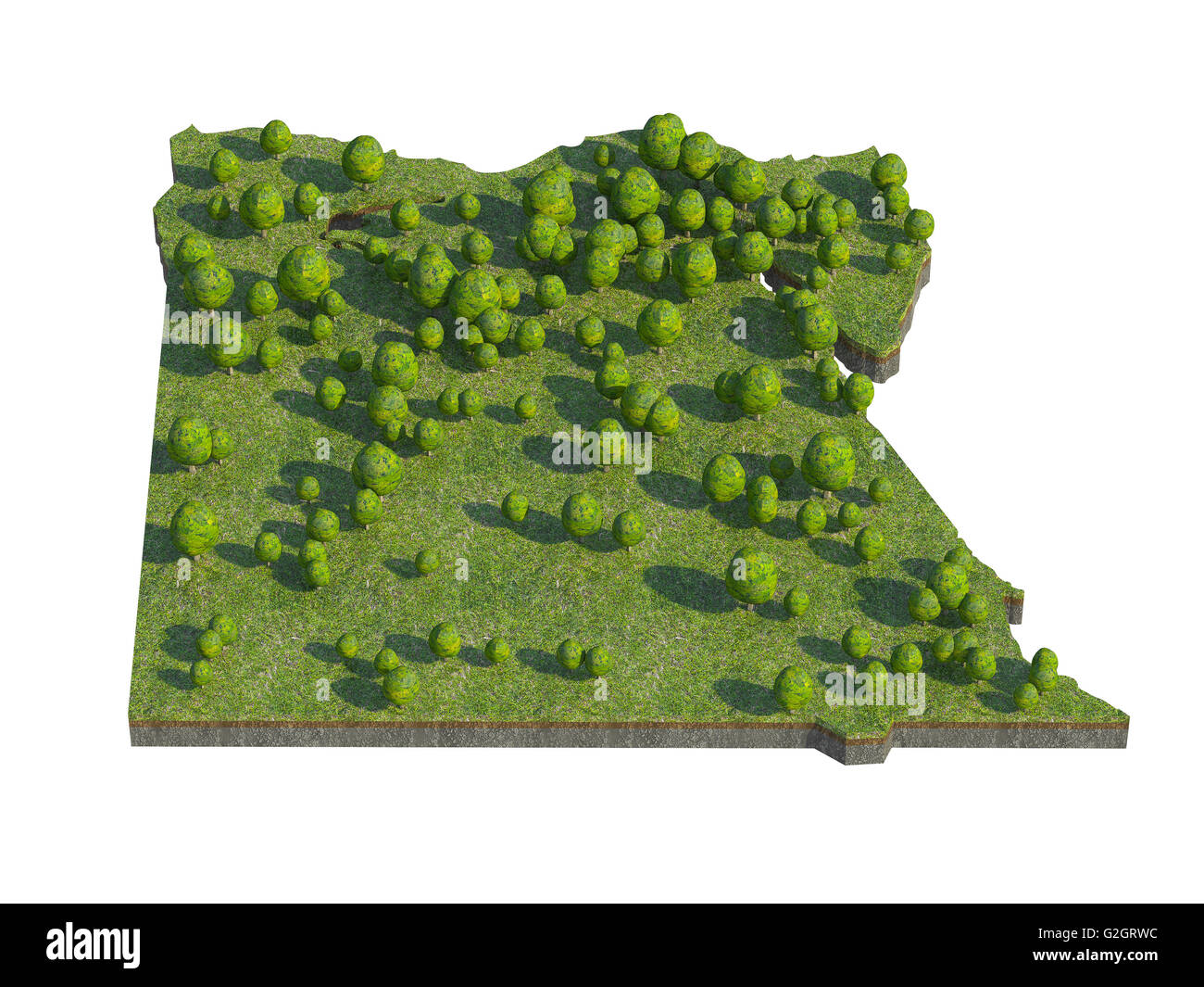 3d render of egypt map section cut isolated on white with clipping path ...