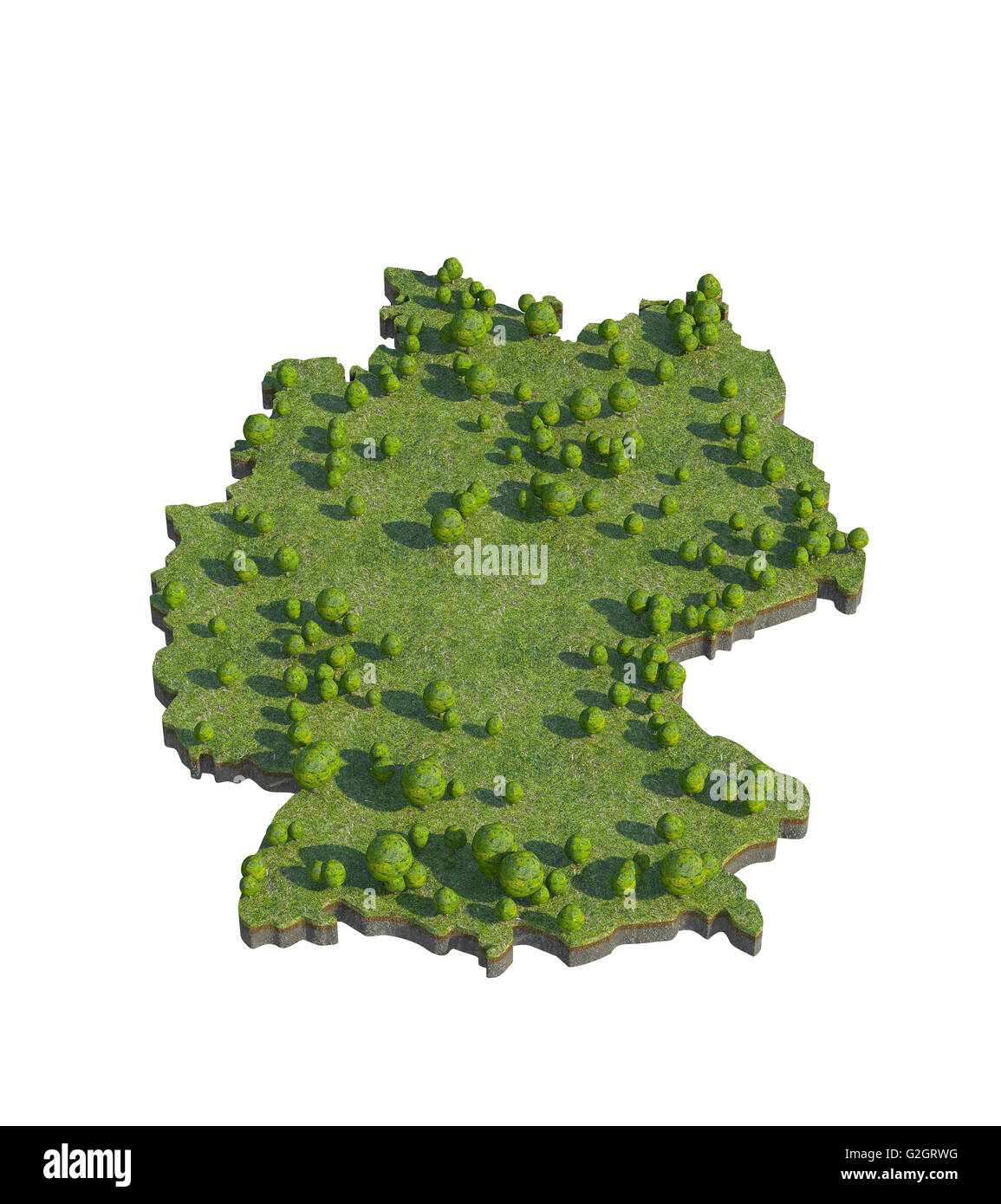 3d render of germany map section cut isolated on white with clipping ...