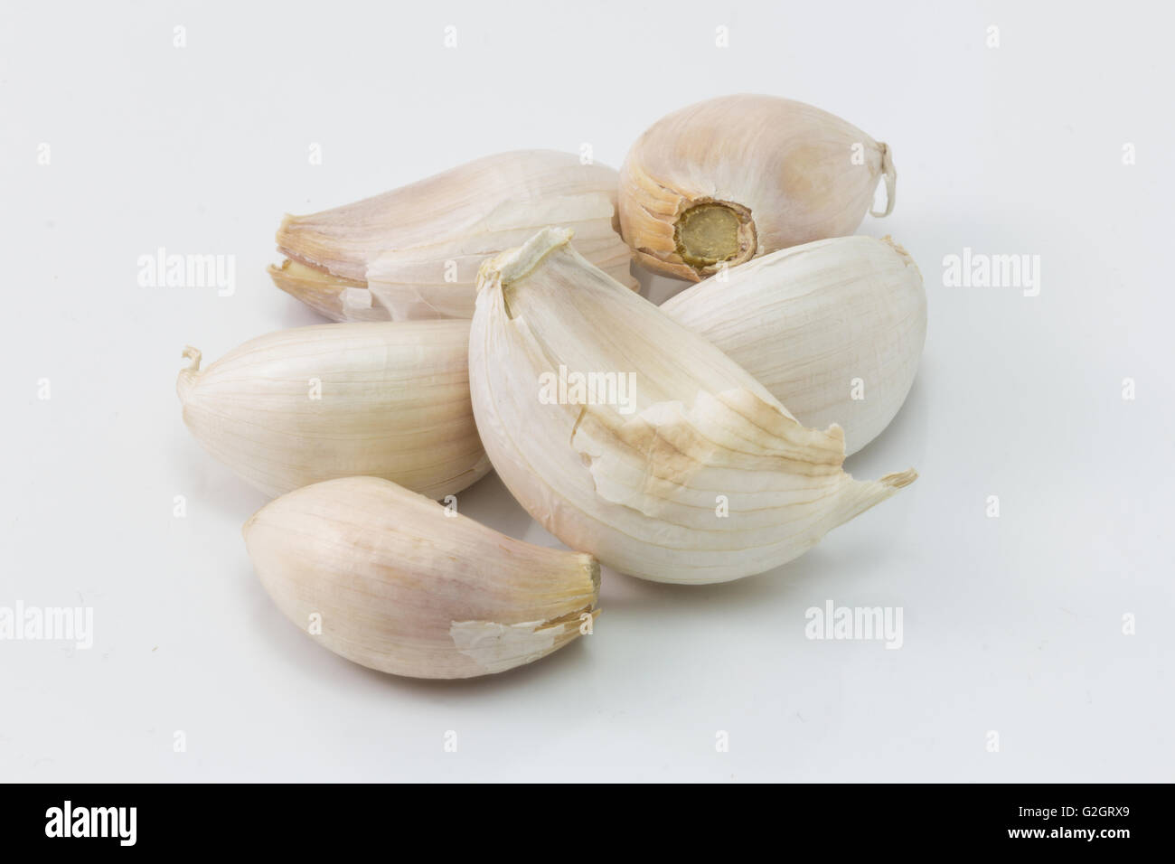 Fresh white garlic isolated on white background Stock Photo - Alamy