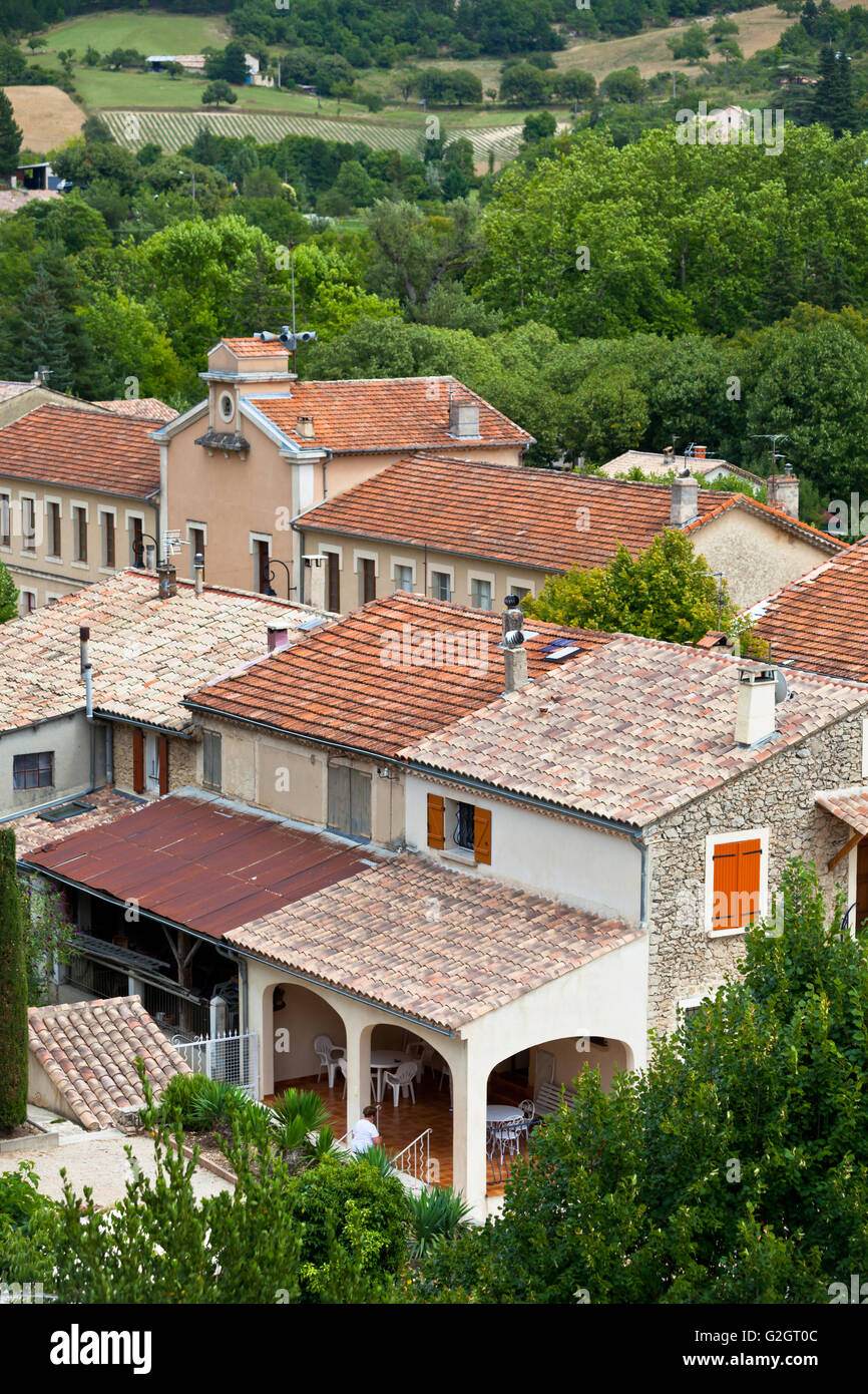 Montbrun les Bains village view in Provence, France. Summer landscape ...
