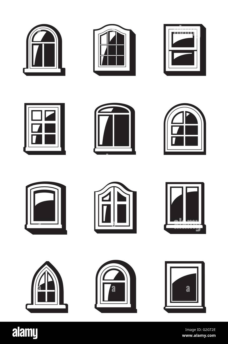 Different windows of buildings - vector illustration Stock Vector Image ...