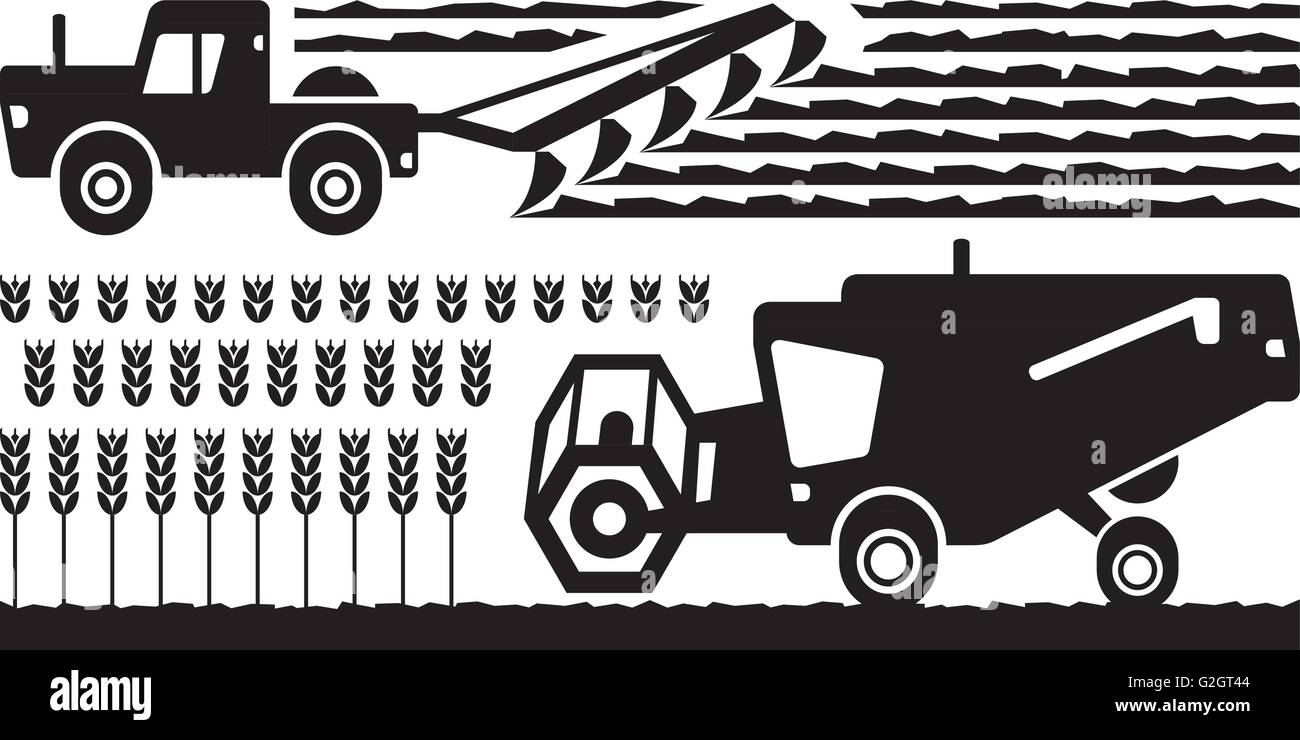 Combine harvester agricultural machinery Stock Vector Images - Alamy