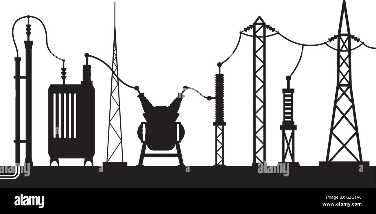 Electrical substation scene - vector illustration Stock Vector Image ...