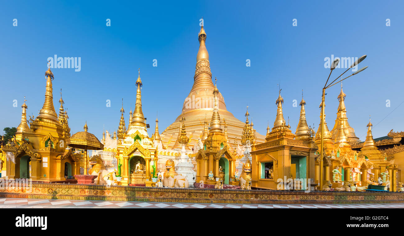Shwedagon or Great Dagon Pagoda in Yangon. Myanmar. Panorama Stock ...