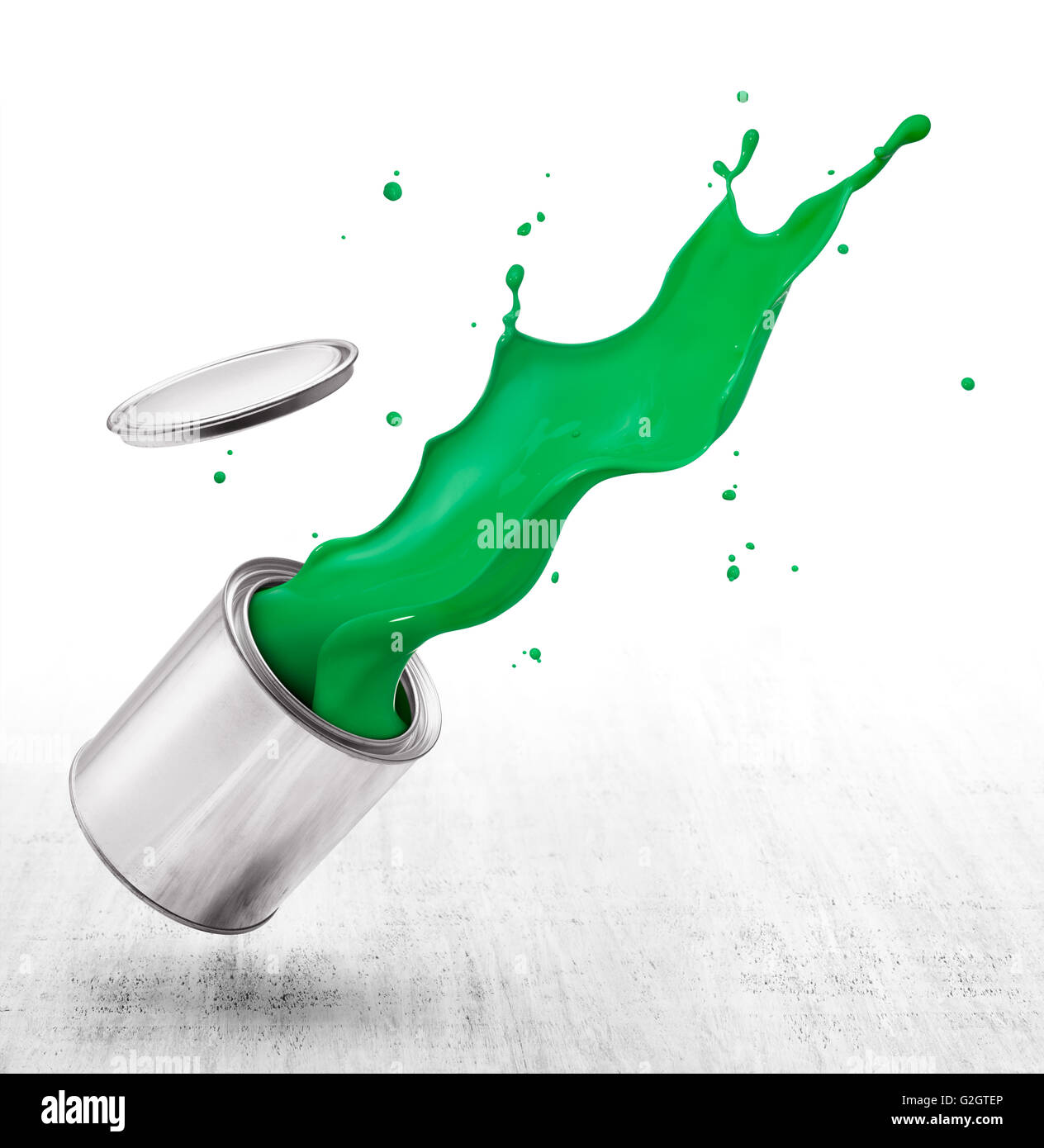 green paint splashing out from its bucket Stock Photo - Alamy