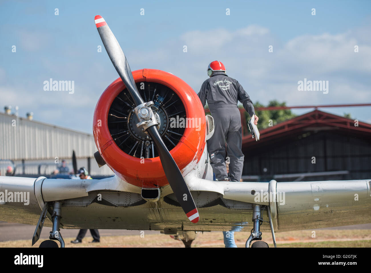Close up of the propeller of a Harvard aircraft at the Lowveld Airshow ...