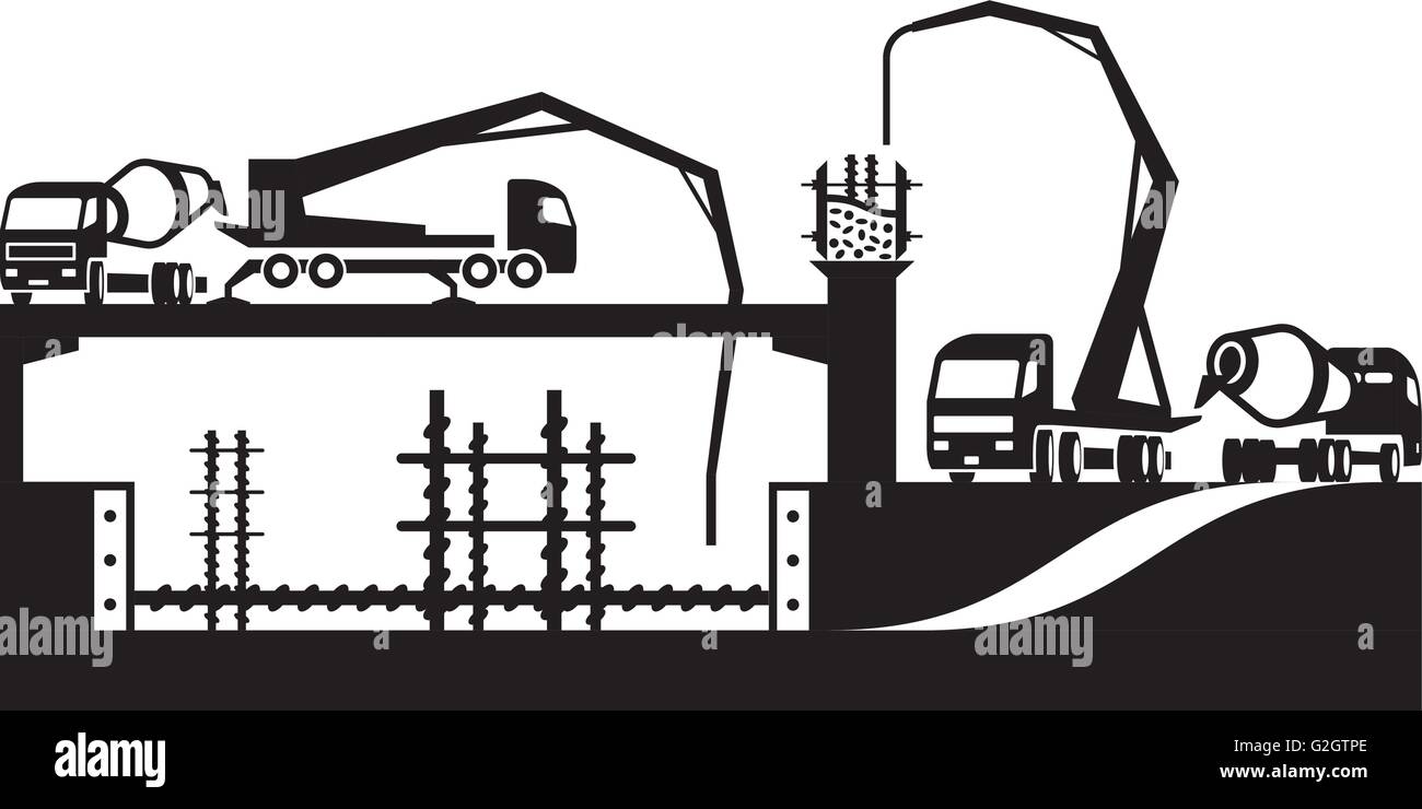 Concrete pouring at construction site Stock Vector Images - Alamy