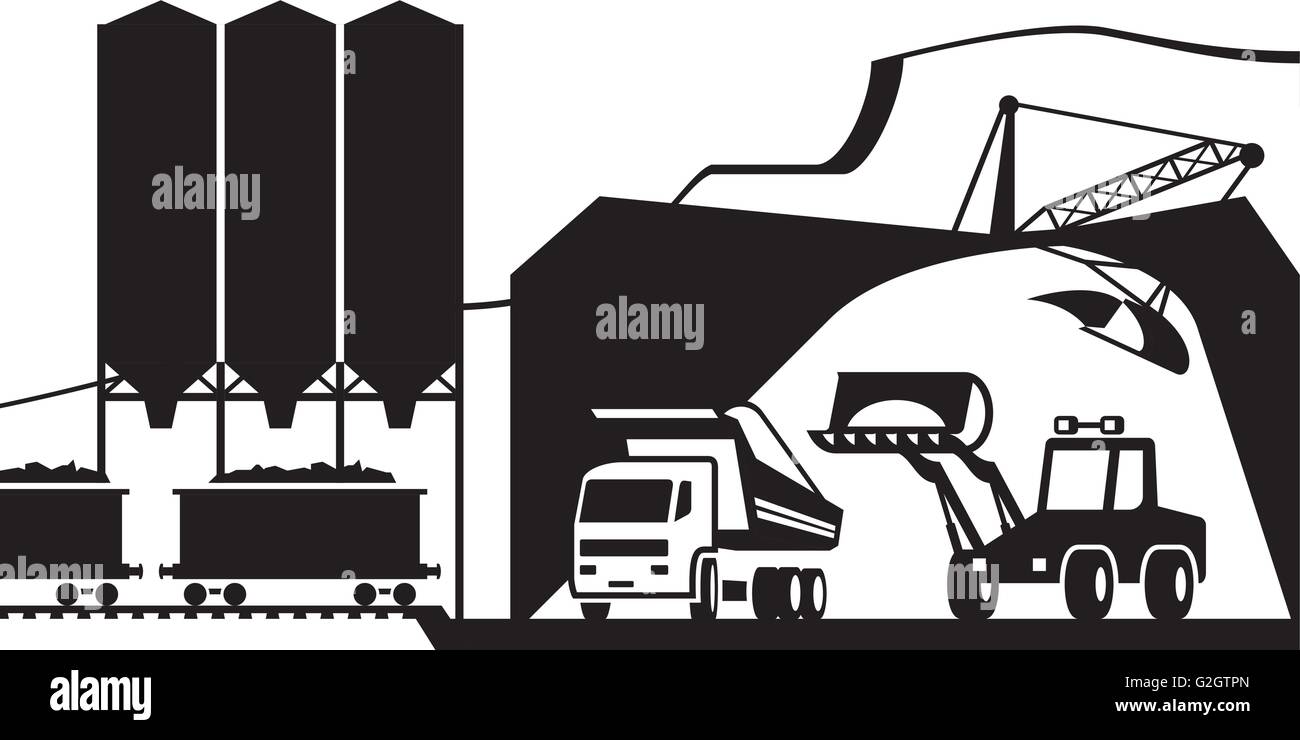 Quarry for extraction of stone gravel and sand - vector illustration ...