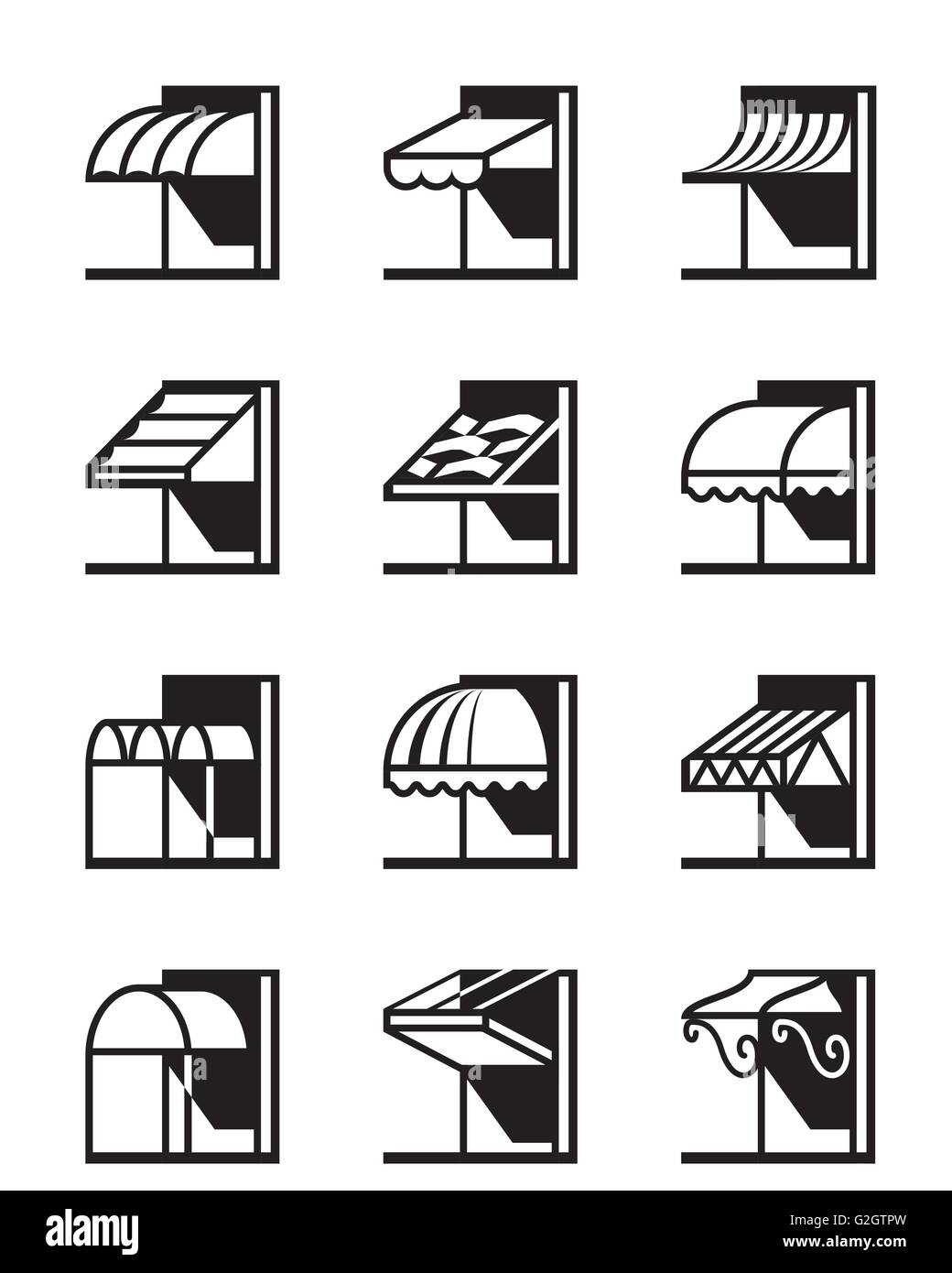 Awnings and canopies of buildings - vector illustration Stock Vector ...