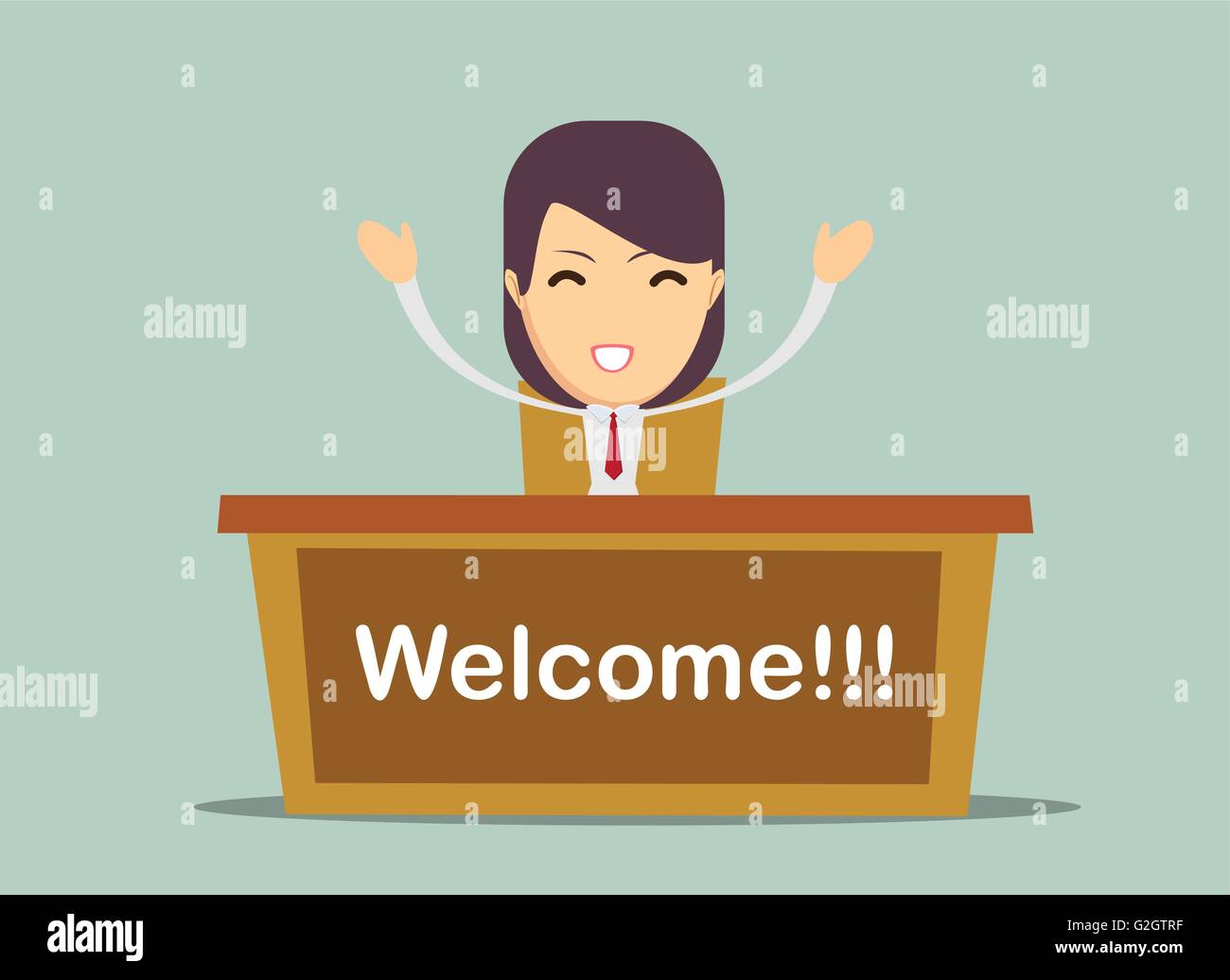 Smiling woman welcome you Stock Vector Image & Art - Alamy