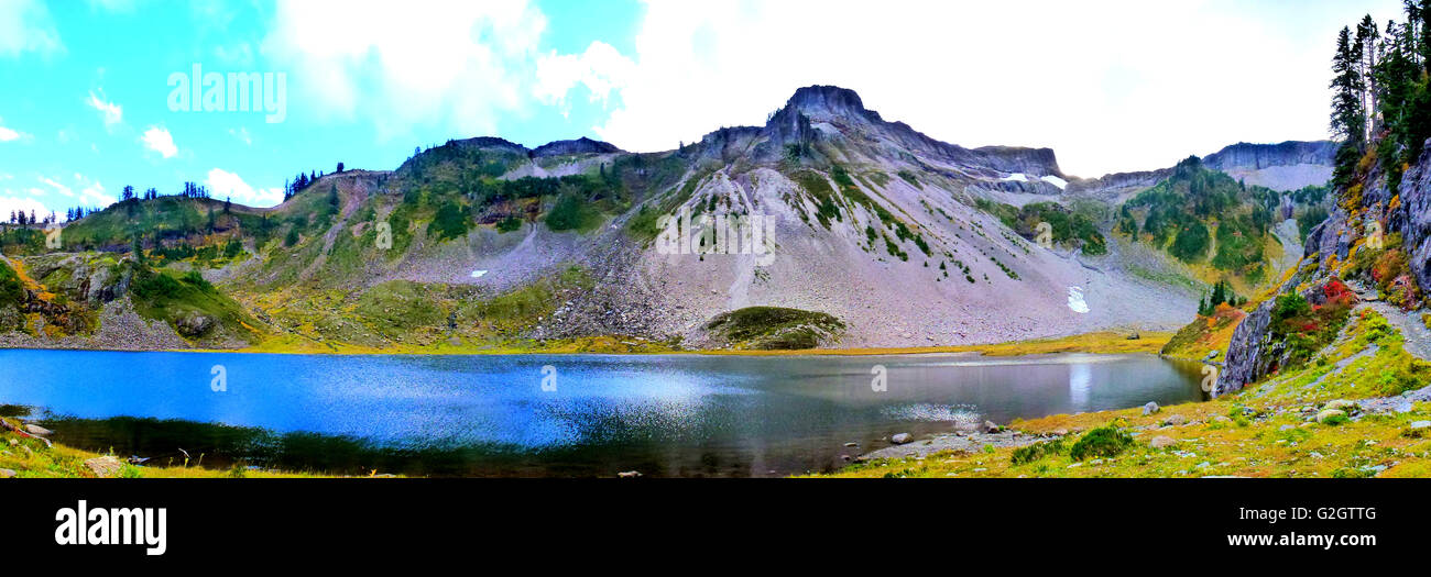 Amazing Colorful Bagley Lake panorama view in Mt Baker 2 Stock Photo ...
