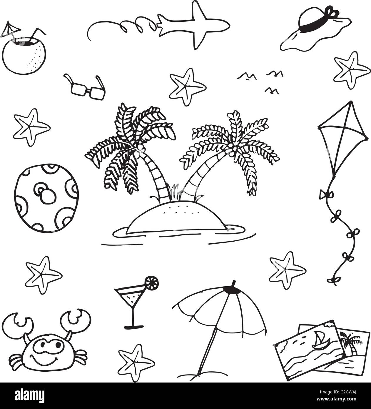 Doodle of beach vector art Stock Vector Image & Art - Alamy