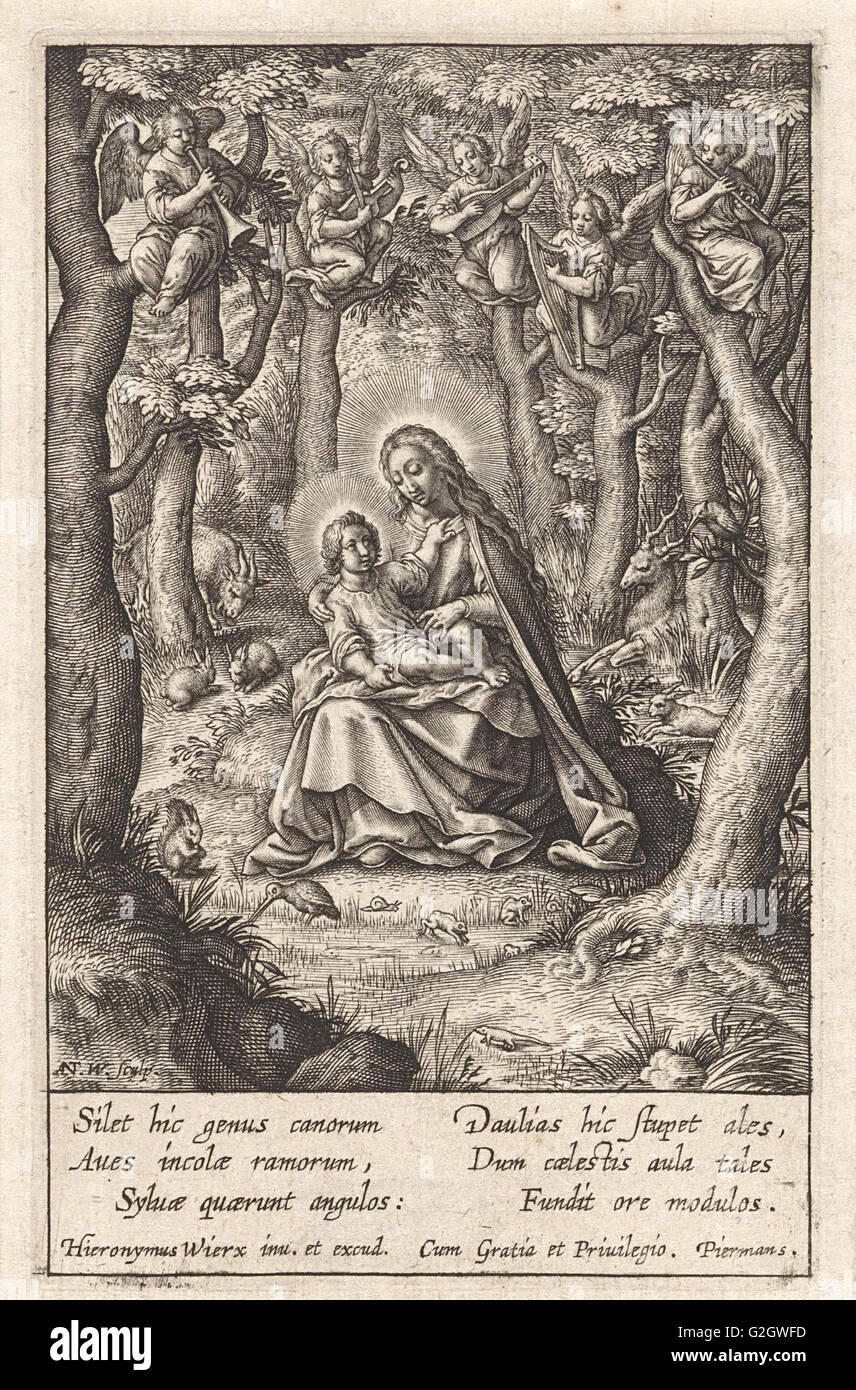 Rest on the Flight into Egypt, Antonie Wierix (III), Hieronymus Wierix, Piermans, 1606 - before ...
