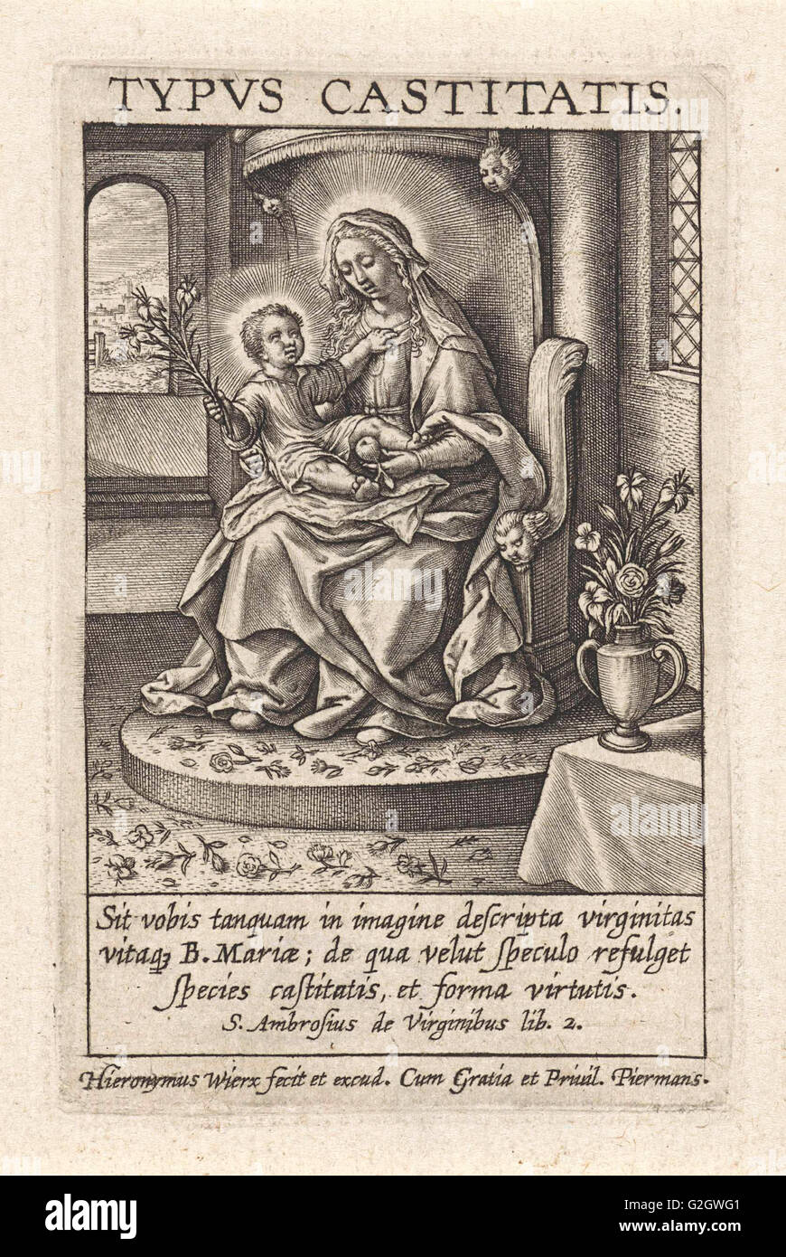 Mary with the Christ Child, Hieronymus Wierix, 1563 - before 1619 Stock Photo - Alamy