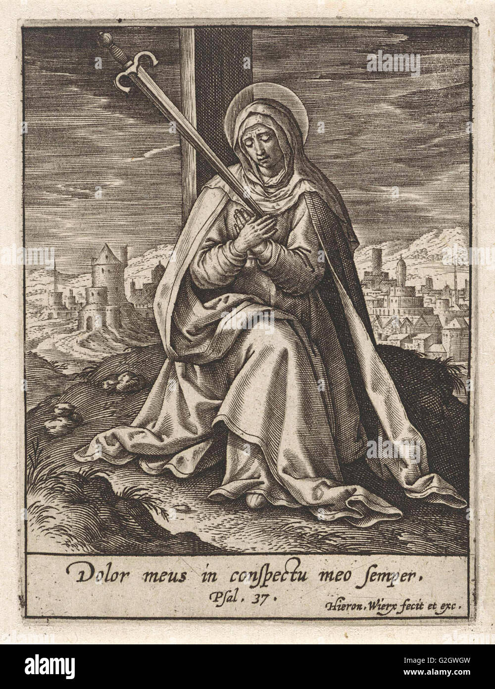 Mary as Mater Dolorosa, Hieronymus Wierix, 1563 - before 1619 Stock ...