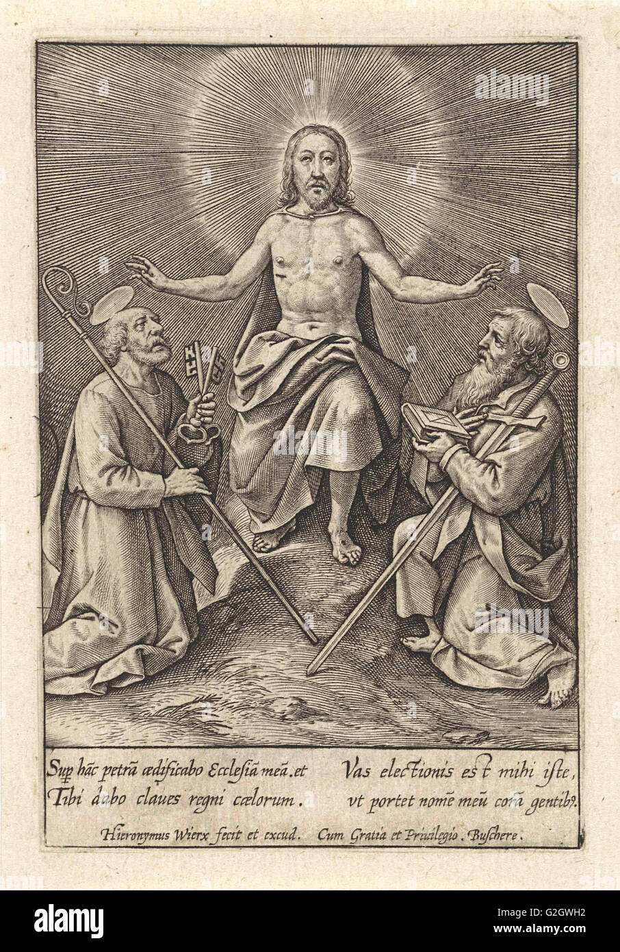 Risen Christ with Peter and Paul, Hieronymus Wierix, 1563 - before 1619 ...