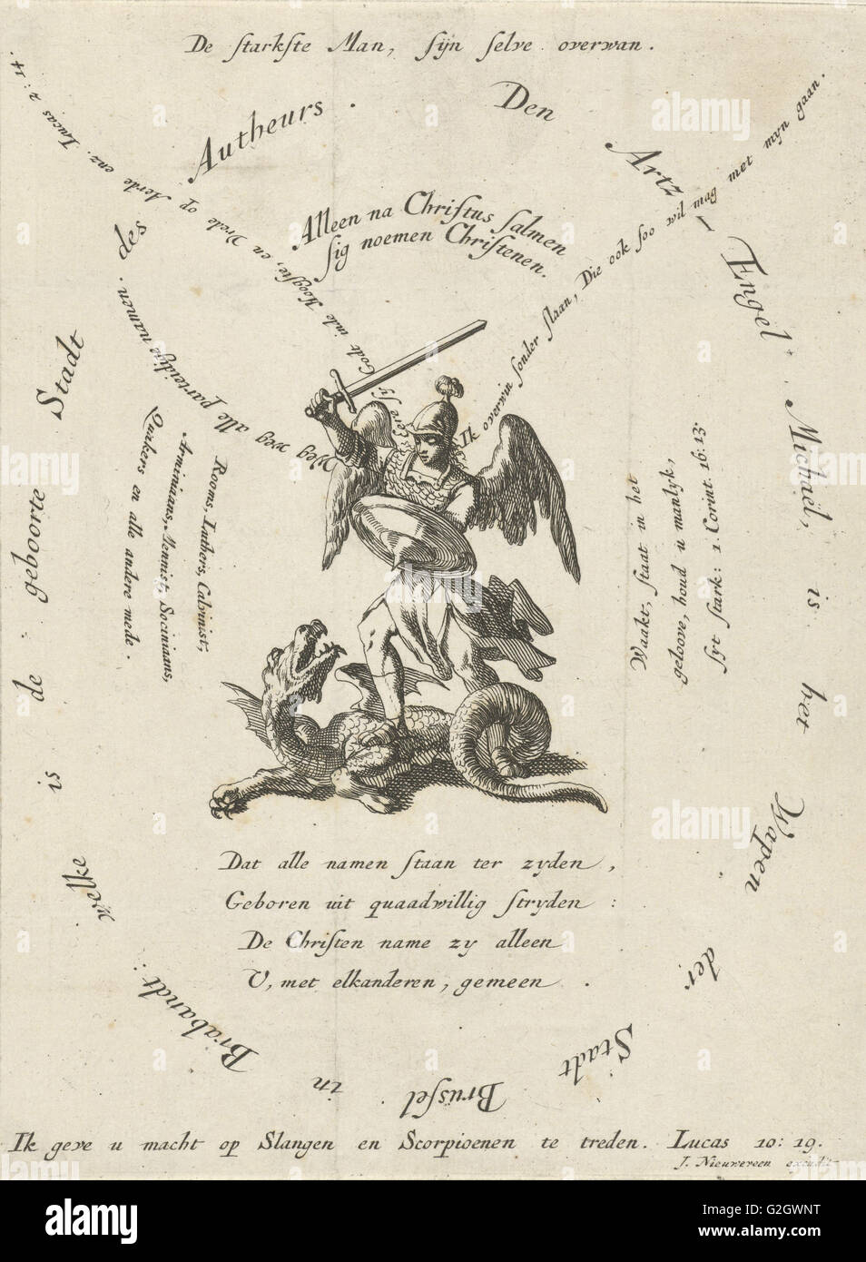 Archangel Michael slaying the dragon, around different inscriptions ...