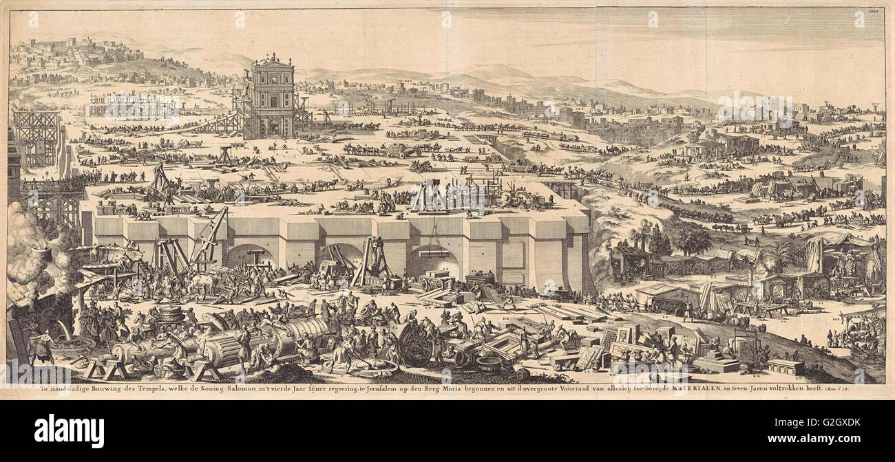 Construction of the Temple of Solomon, Jan Luyken, Willem Goeree, 1690 ...