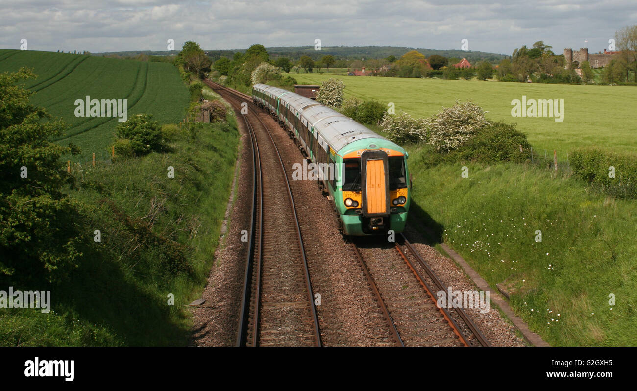Class 377 Electrostar heading south down the Arun Valley Stock Photo ...