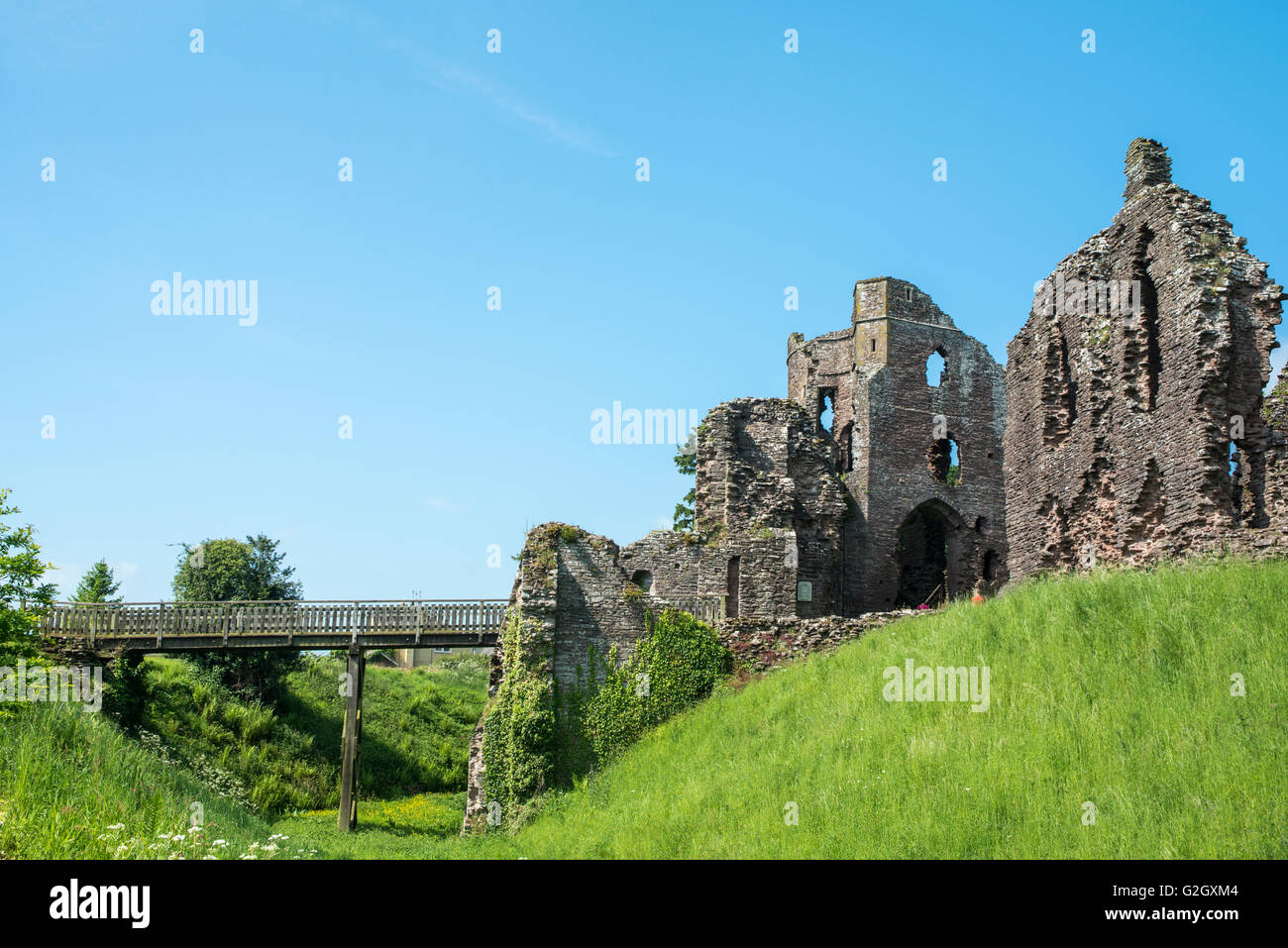 The picturesque ruins of a small castle on a bright summer day Stock ...