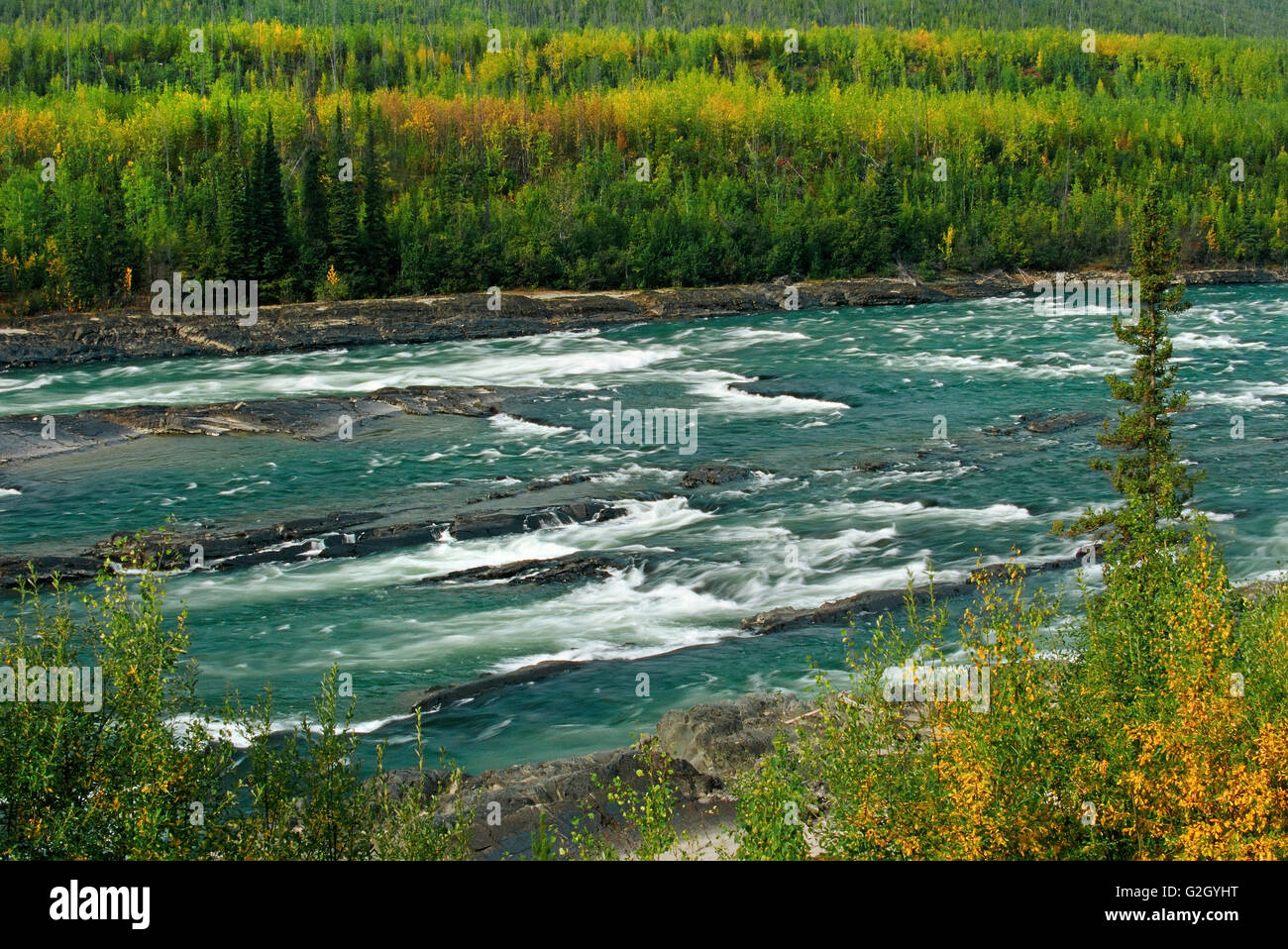 Cranberry Rapids on the Liard River along the Alaska Highway along the ...