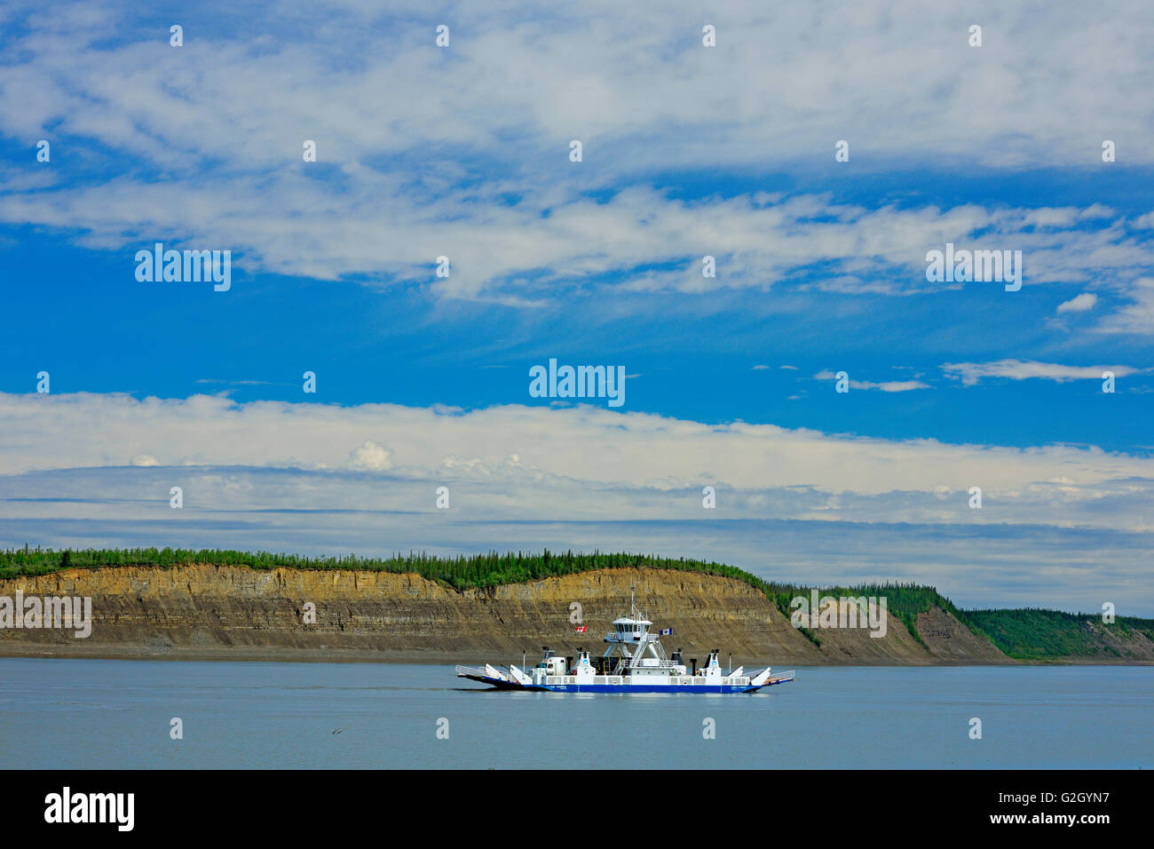 Ferry Crossing Arctic Red River (Mackenzie River) About 130 Kms south ...