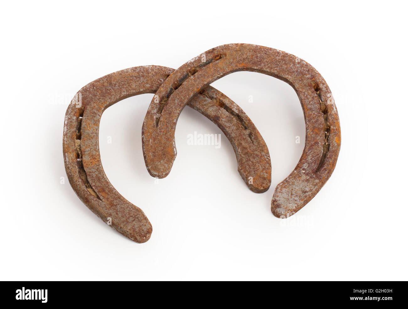 Old rusty horseshoes, isolated on a white background Stock Photo - Alamy