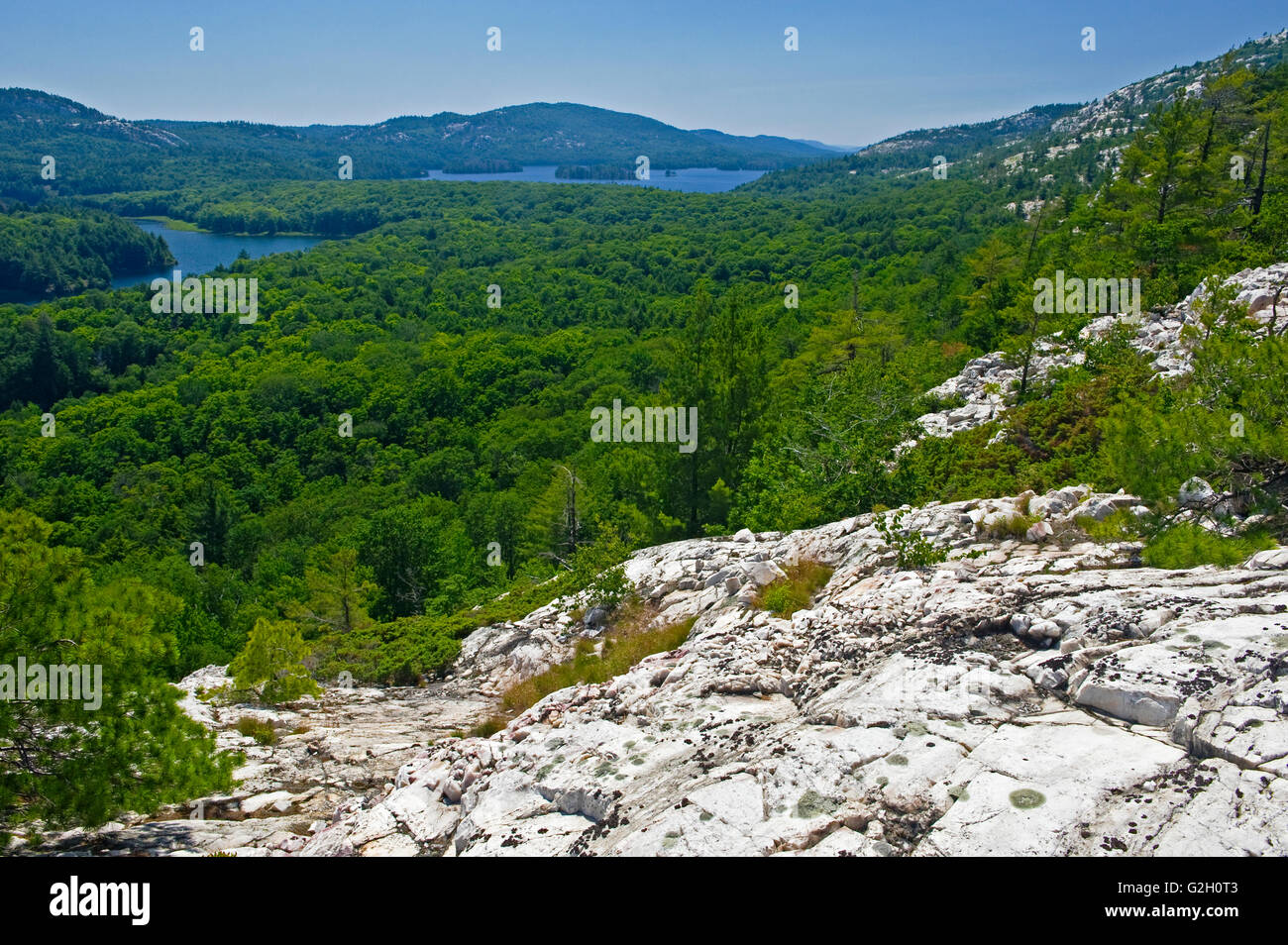 White quartzite rock of the La Cloche Hills at O.S.A. Lake Killarney ...
