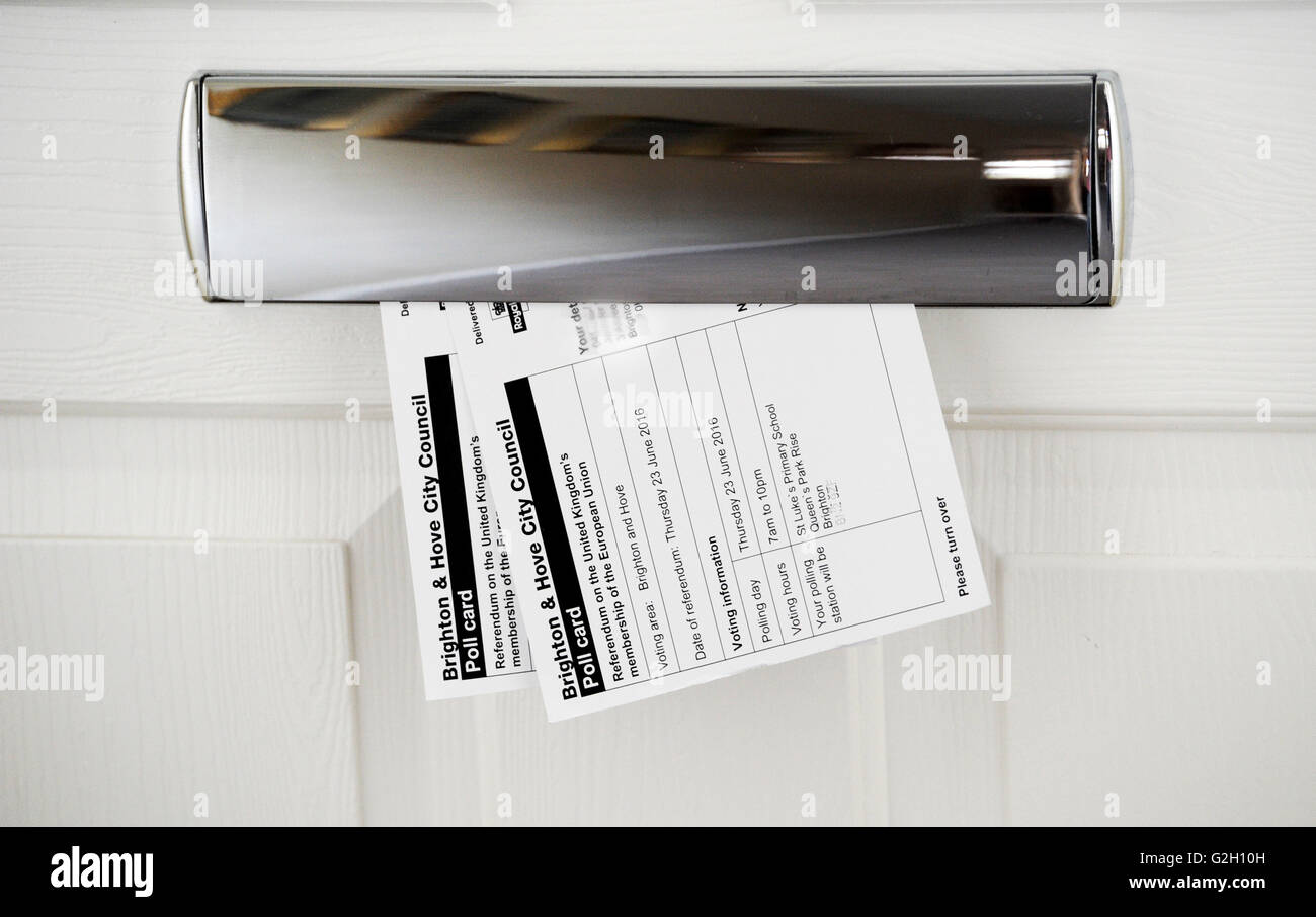 EU Referendum Polling Card comes through the letterbox of a British ...