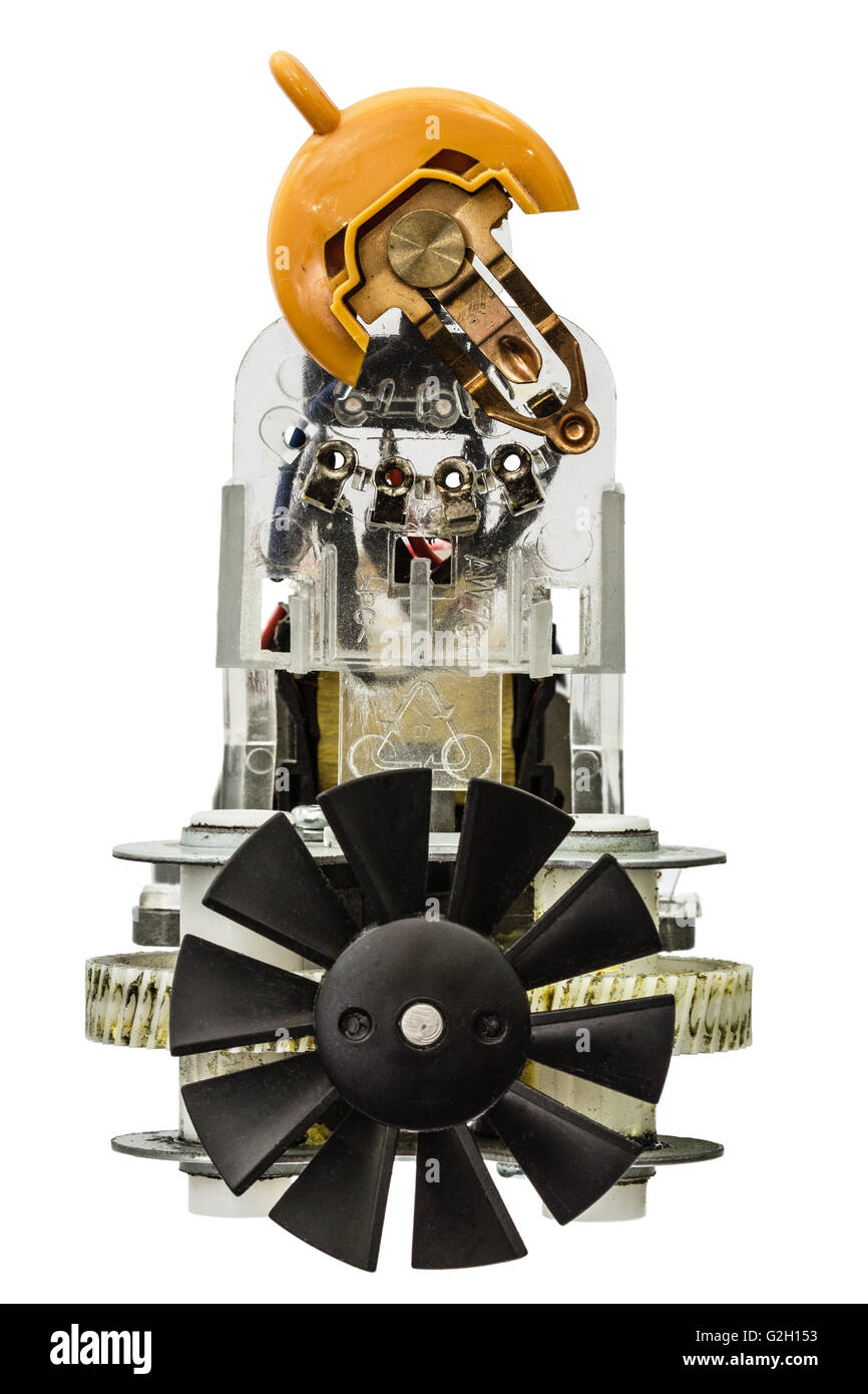 Small electric motor with fan, isolated on white background Stock Photo ...