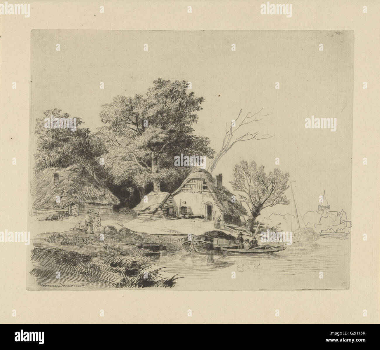 Farm waterfront, Remigius Adrianus Haanen, c. 1827 - 1879 Stock Photo ...