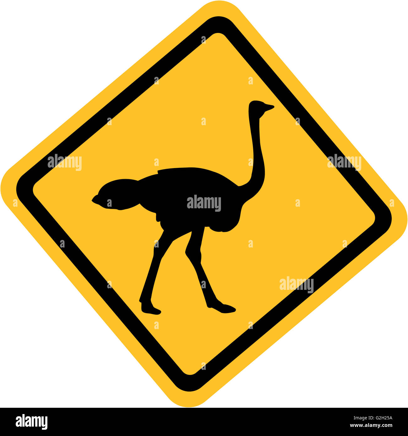Yellow sign with ostrich Stock Photo - Alamy
