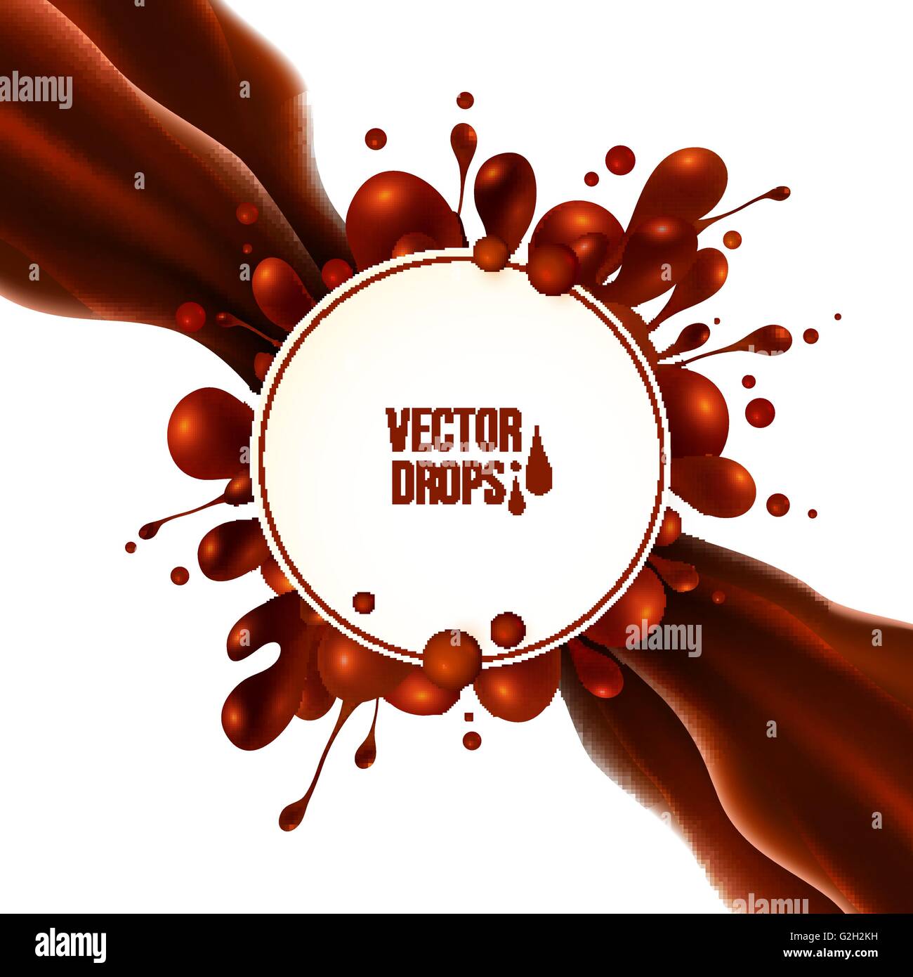 Diagonal chocolate flow with round splash and circle banner Stock ...