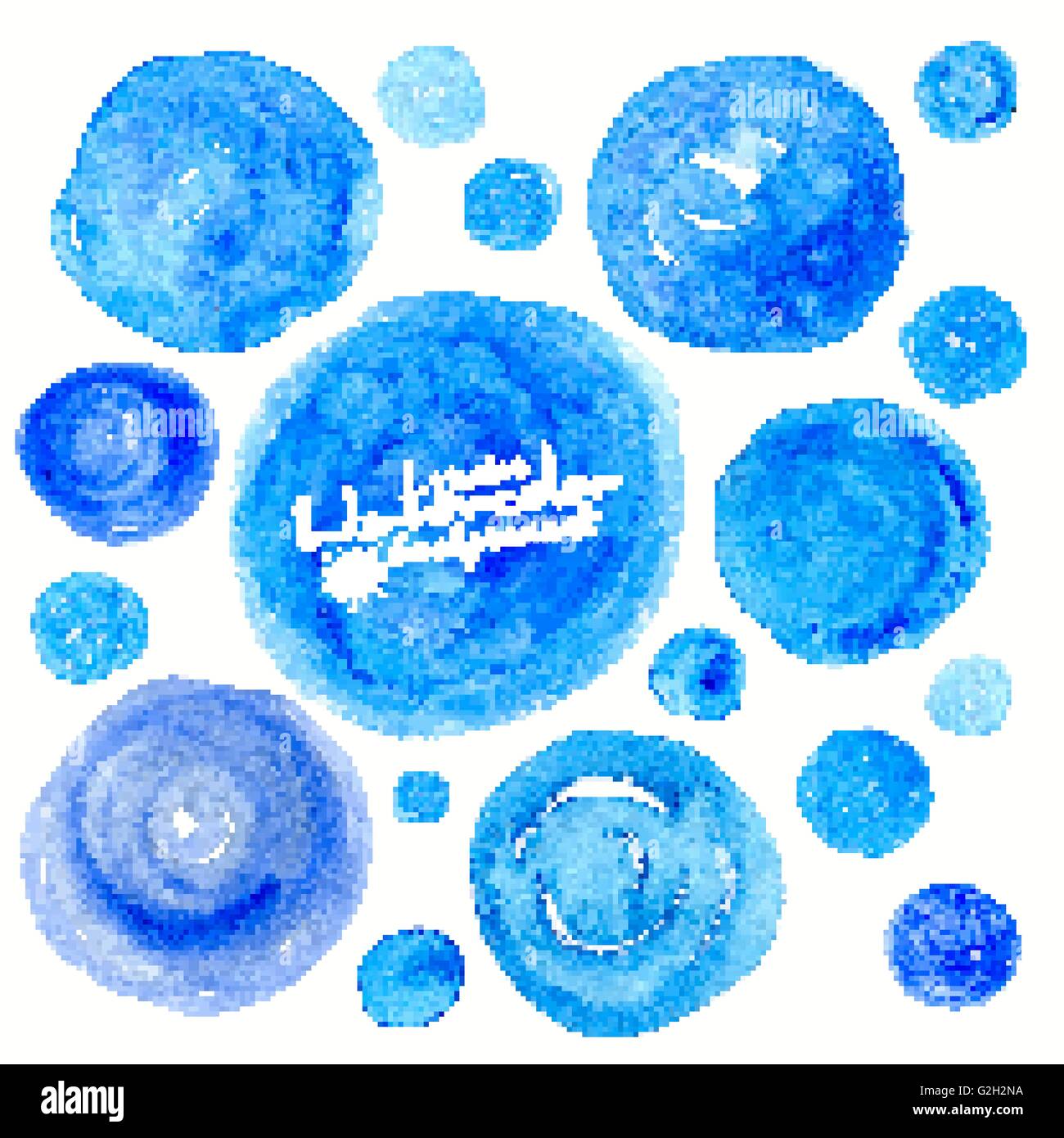 Set of blue watercolor textured hand drawn circles Stock Vector Image ...