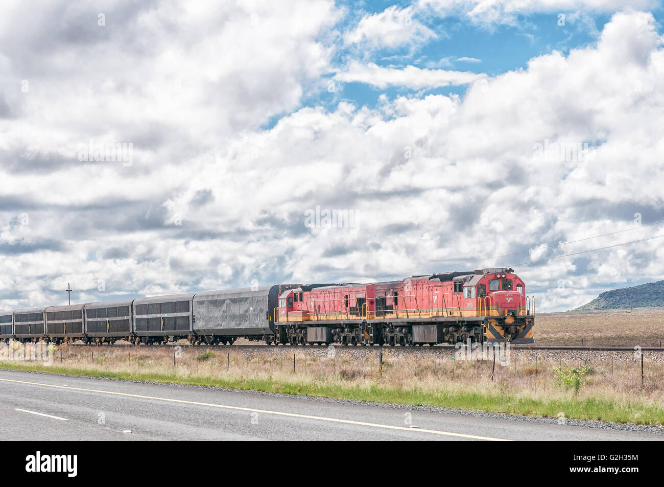COLESBERG, SOUTH AFRICA - MARCH 8, 2016: Two diesel-electric ...