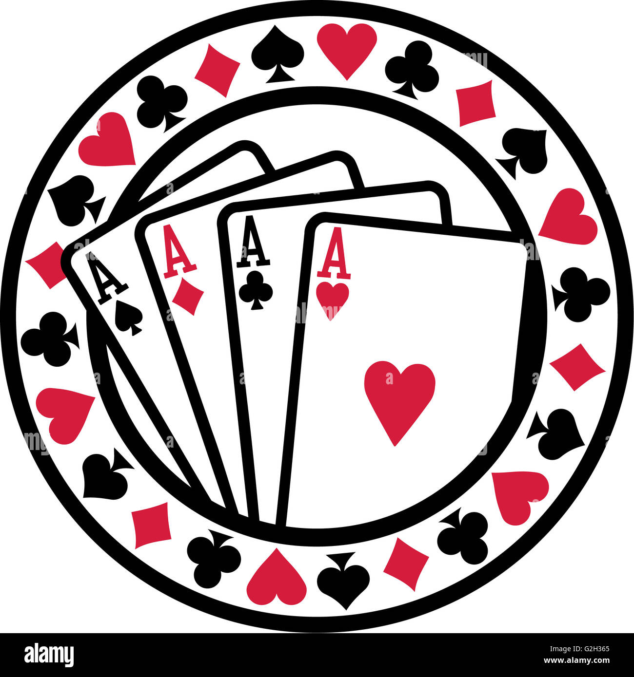 Poker badge with playing cards aces Stock Photo - Alamy