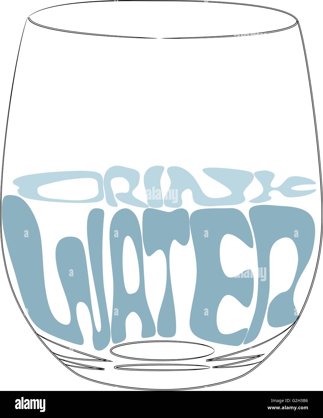 Healthy lifestyle. Graphic glass of water logo. typography. Isolated ...