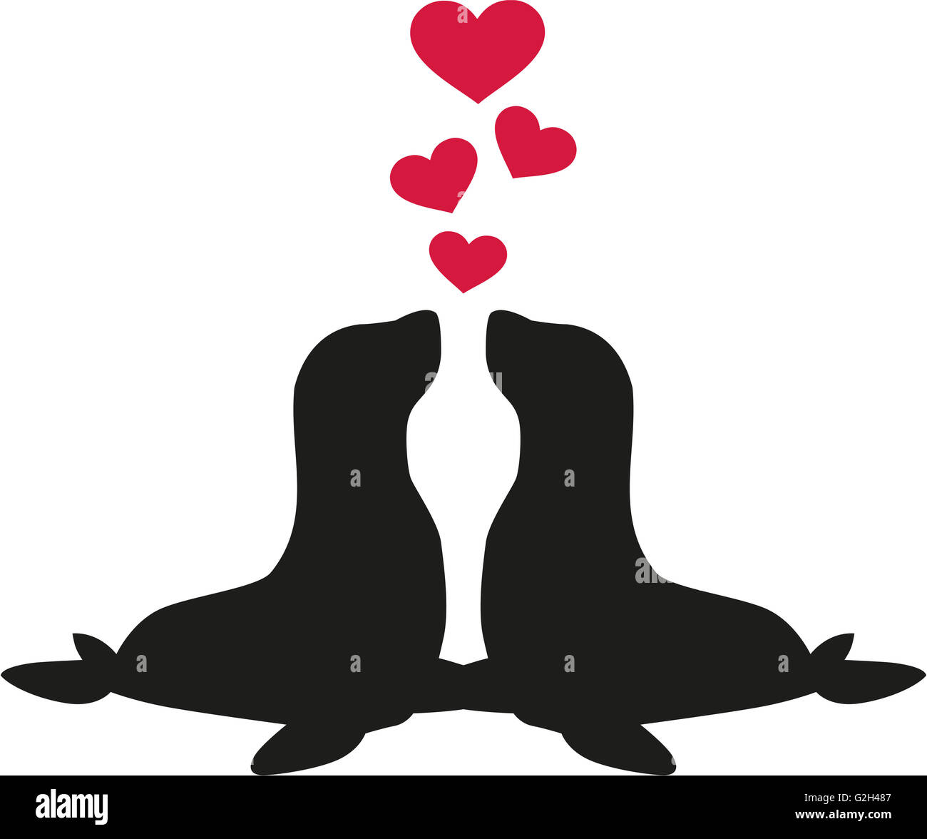 Seals in love with hearts Stock Photo - Alamy