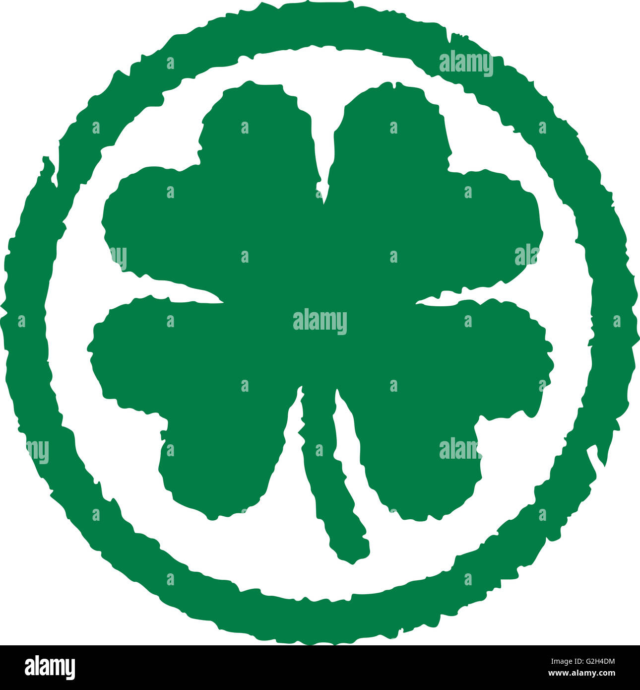 Four-leaf clover in circle grunged Stock Photo - Alamy
