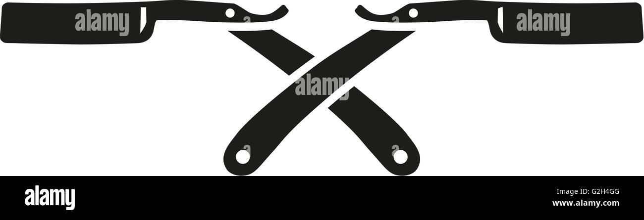 Barber razor sharps crossed Stock Photo - Alamy