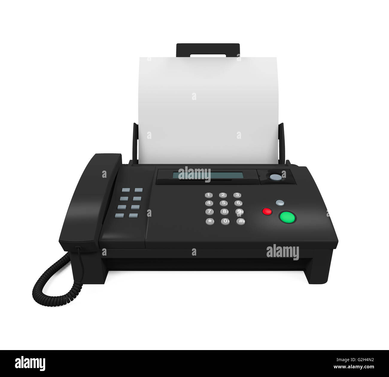 Fax Machine with Paper isolated on white background. 3D render Stock ...