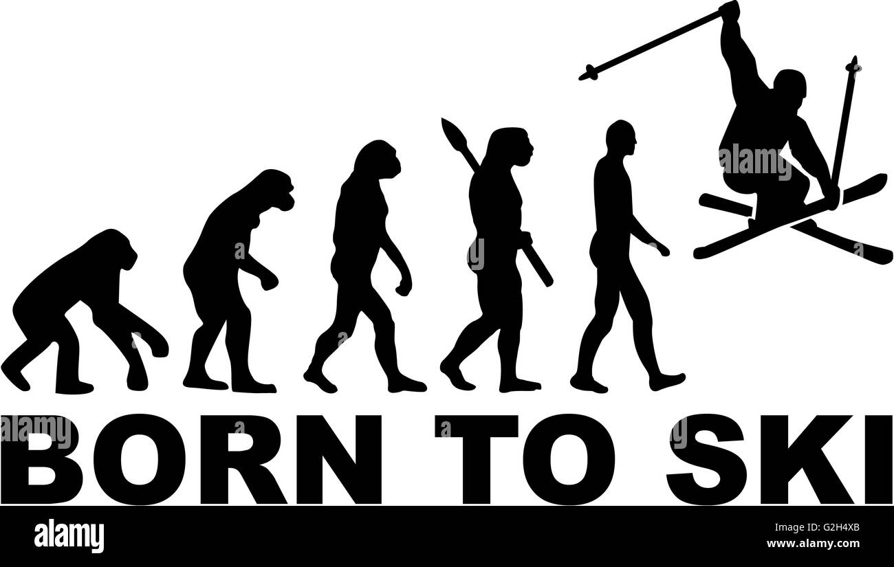 Born to Ski Stunt Evolution Stock Photo - Alamy