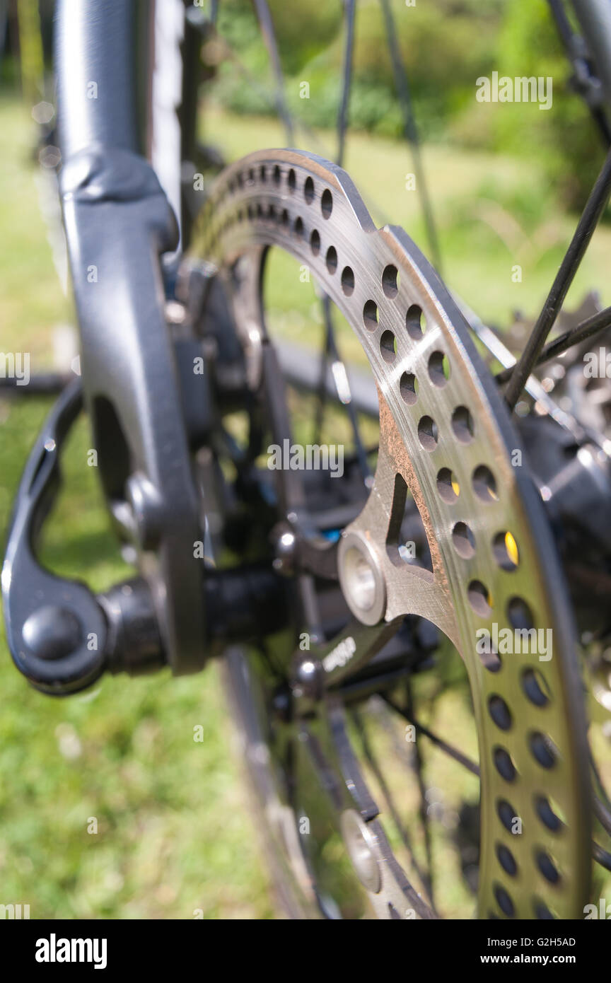 steel metal disc brake on road bike giving great sharp breaking ...