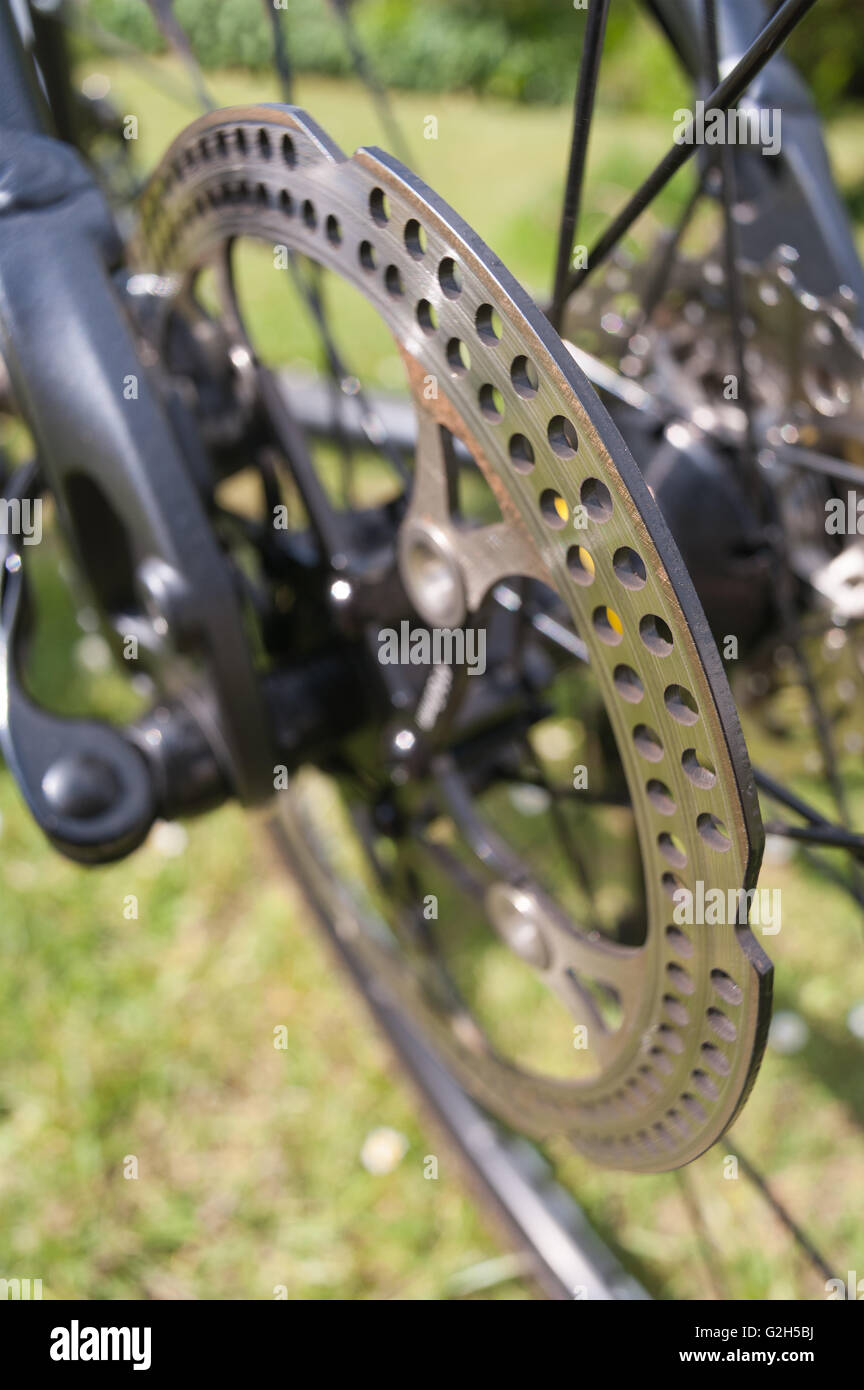 steel metal disc brake on road bike giving great sharp breaking ...