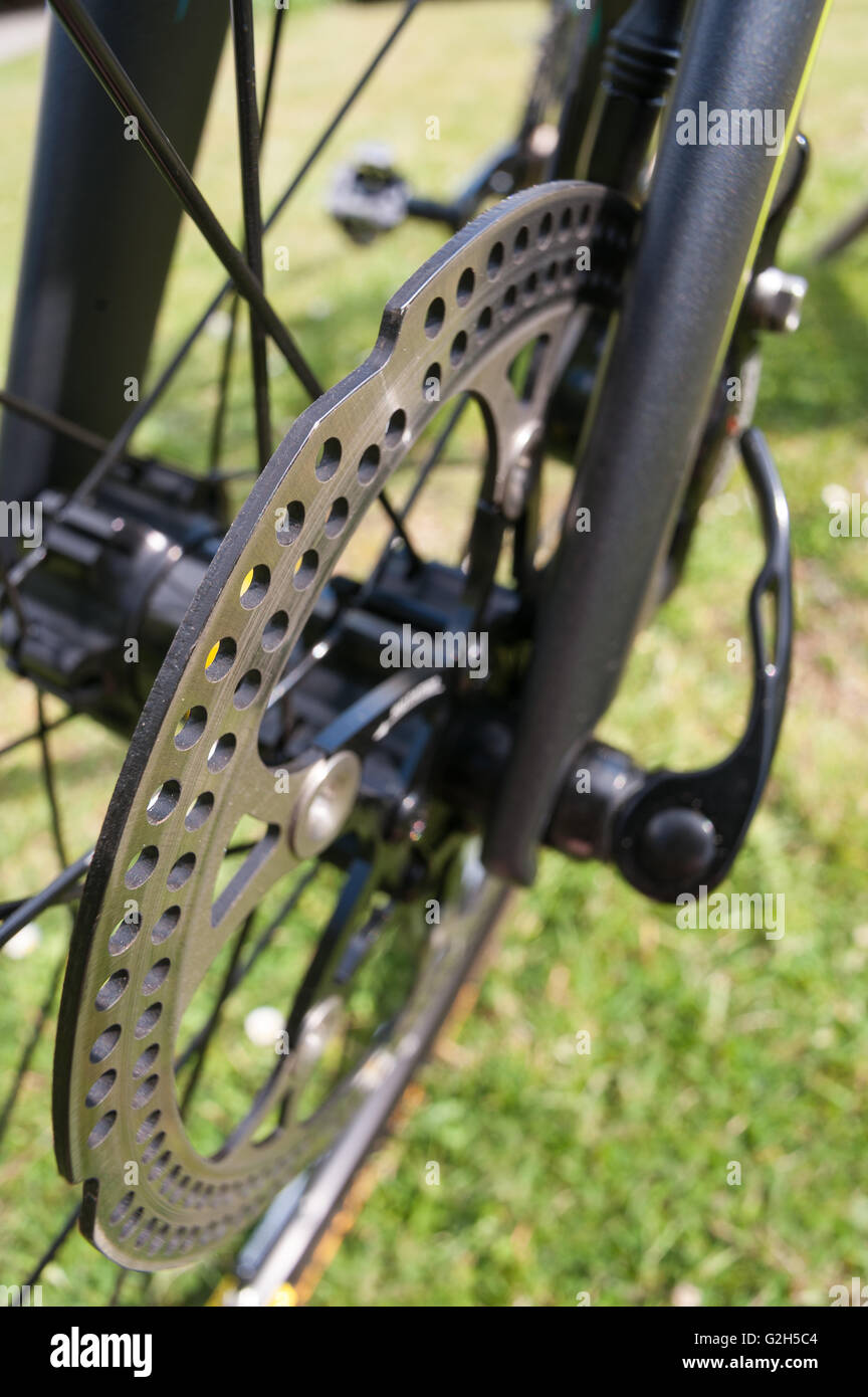 steel metal disc brake on road bike giving great sharp breaking ...