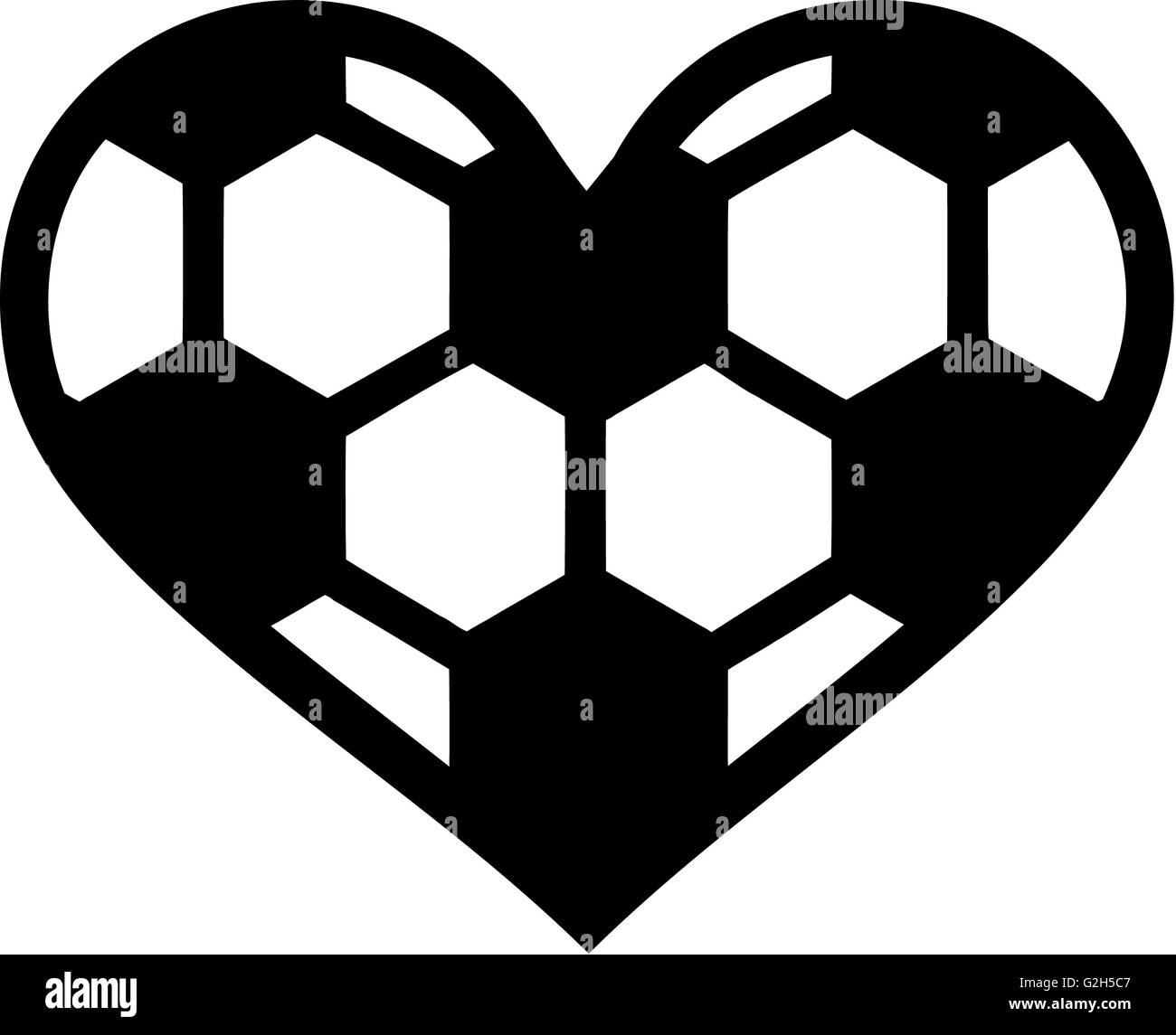 Heart football soccer ball illustration Black and White Stock Photos ...