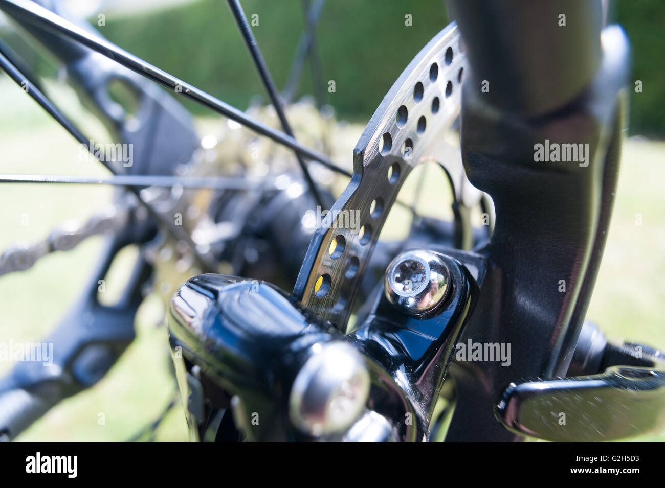 steel metal disc brake on road bike giving great sharp breaking ...