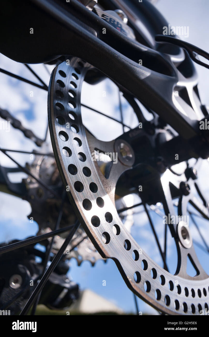 steel metal disc brake on road bike giving great sharp breaking ...